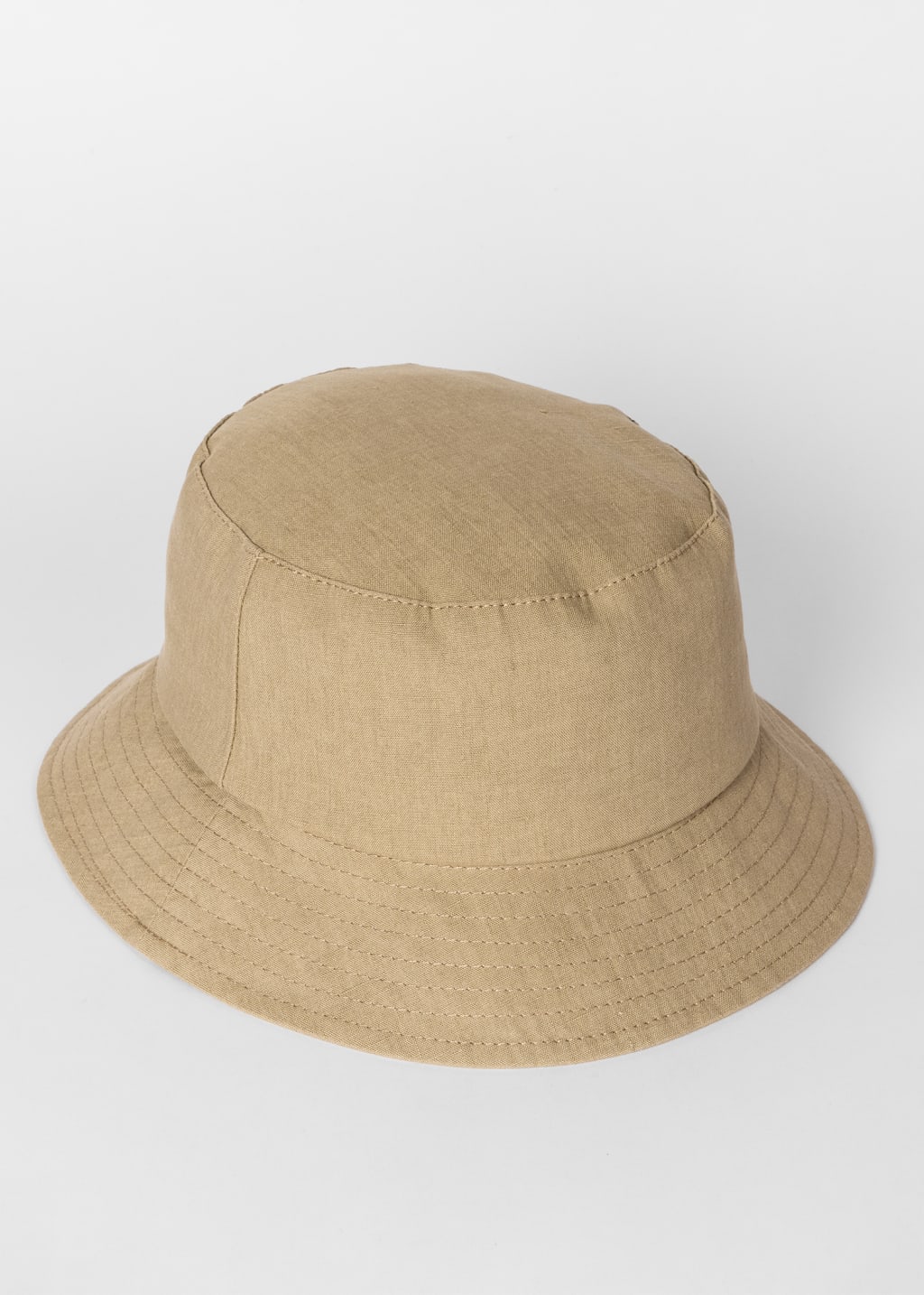 Khaki Linen 'Signature Stripe' Trim Bucket Hat