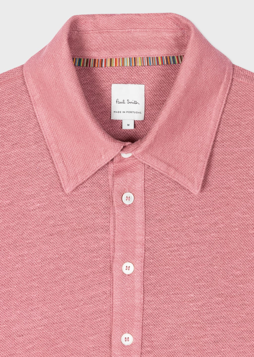 Men's Pink Linen-Piqué Polo Shirt
