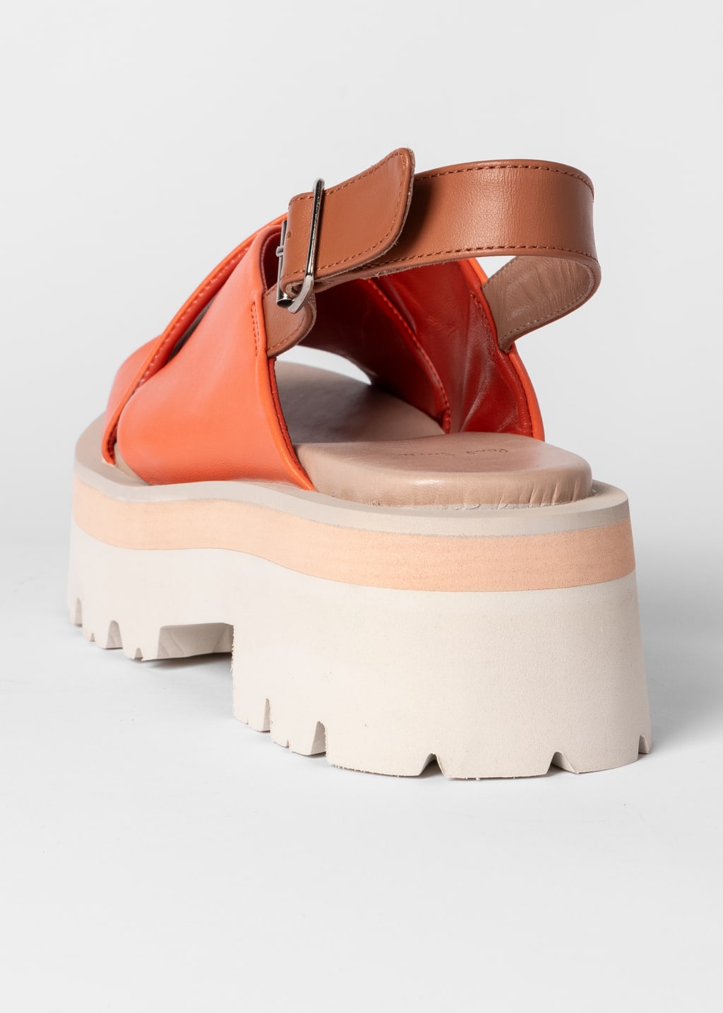 Women's Orange 'Logan' Leather Platform Sandals