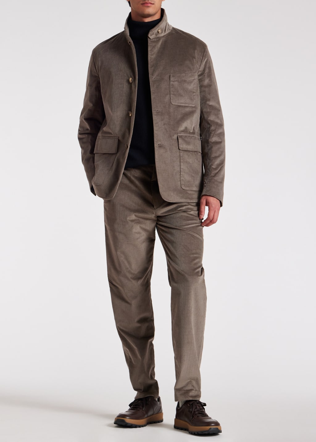 Men's Grey Corduroy Wadded Work Jacket