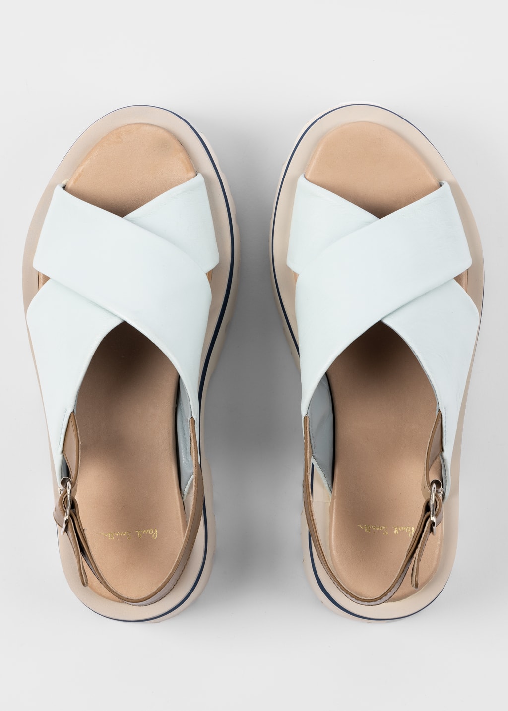 Women's Light Blue 'Logan' Leather Platform Sandals