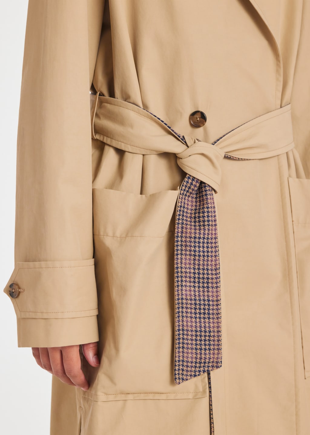 Women's Sand Check Collar Mac