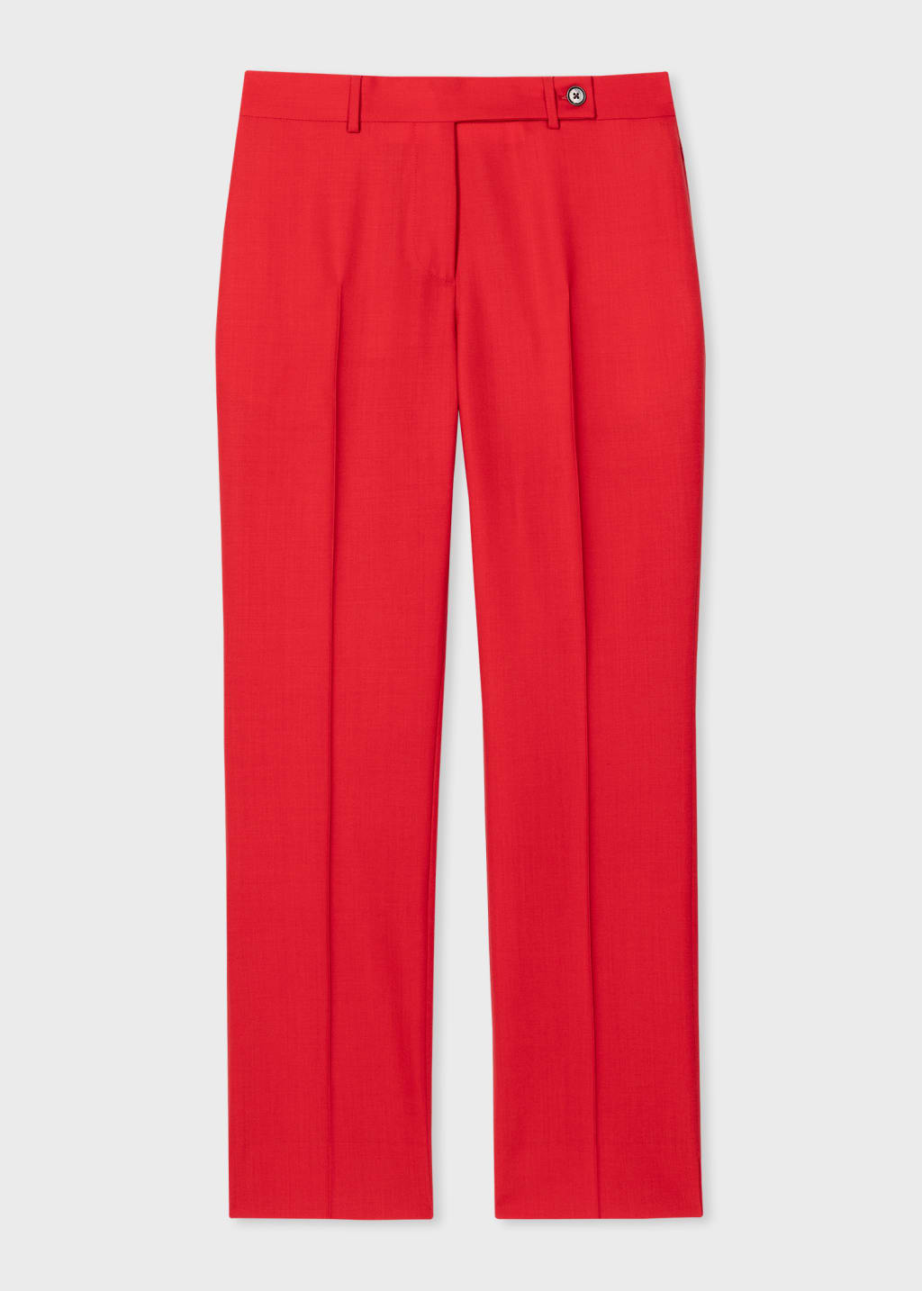 Women's Red Wool Slim-Fit Trousers