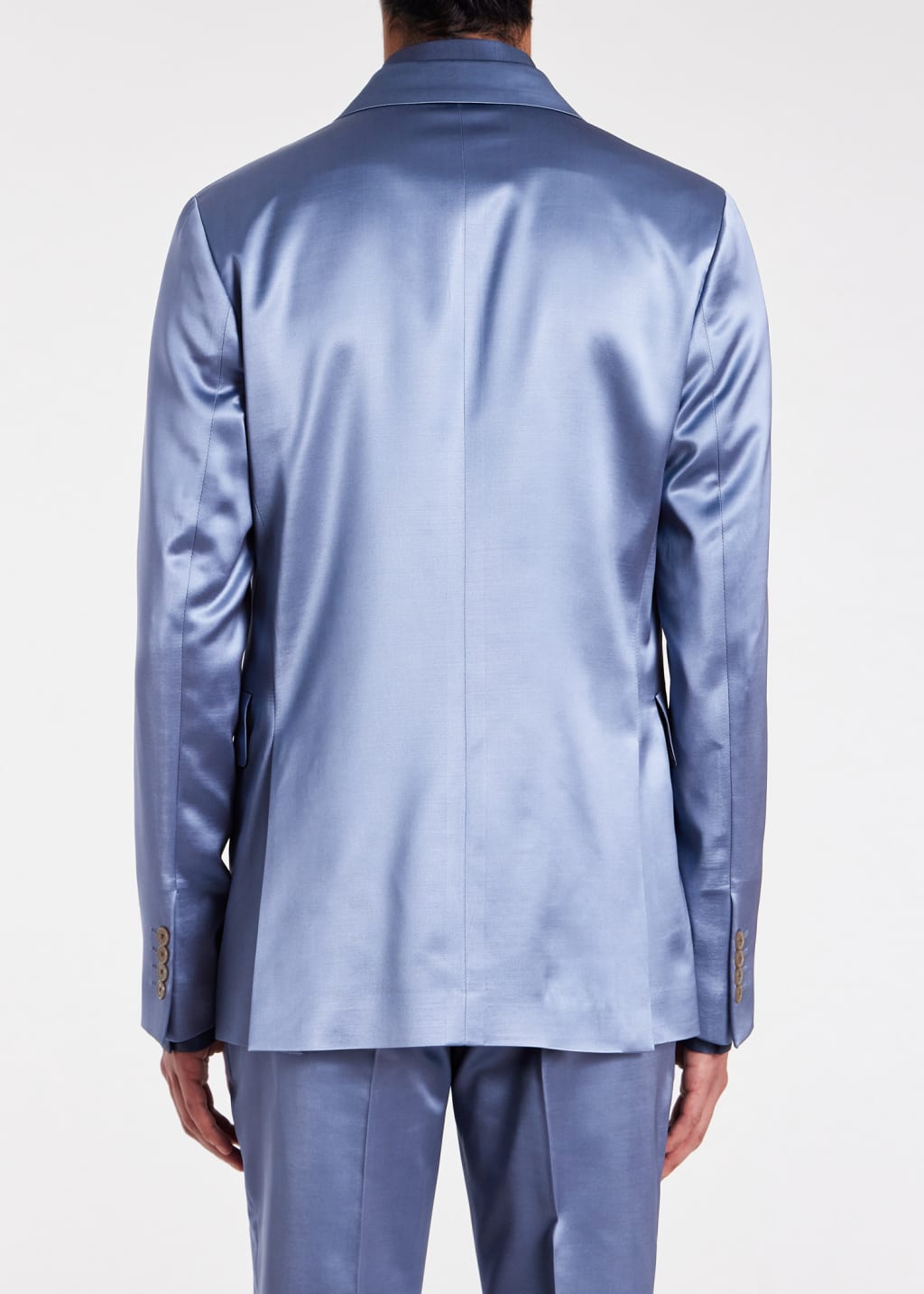 Men's Dusty Blue Viscose-Wool Satin Blazer