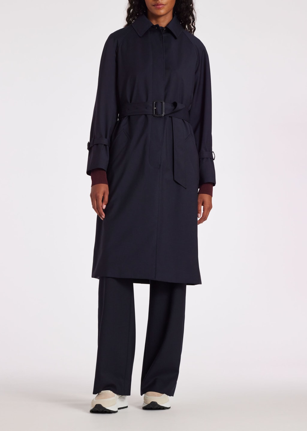 Women's Navy Storm System Wool Mac With Detachable Liner