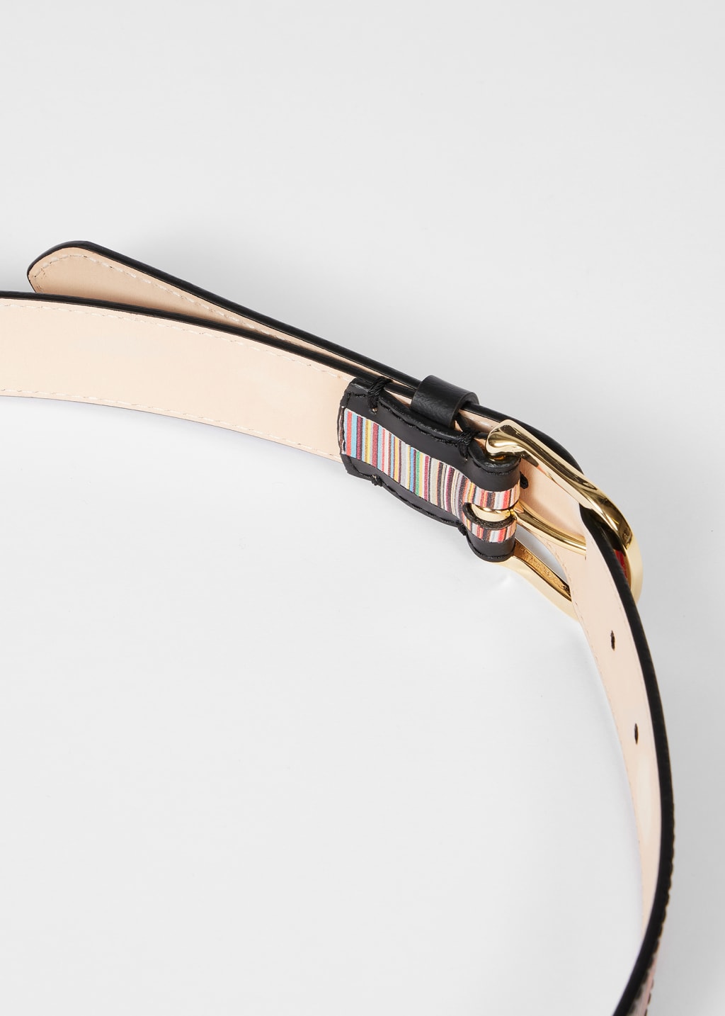 Women's Black Leather 'Signature Stripe' Belt