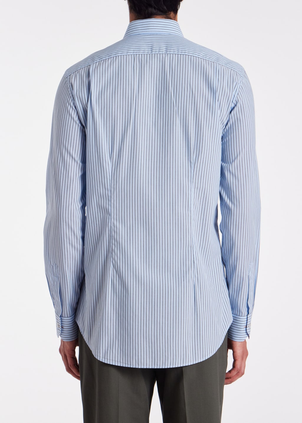 Men's Tailored-Fit Light Blue Stripe Cotton Shirt