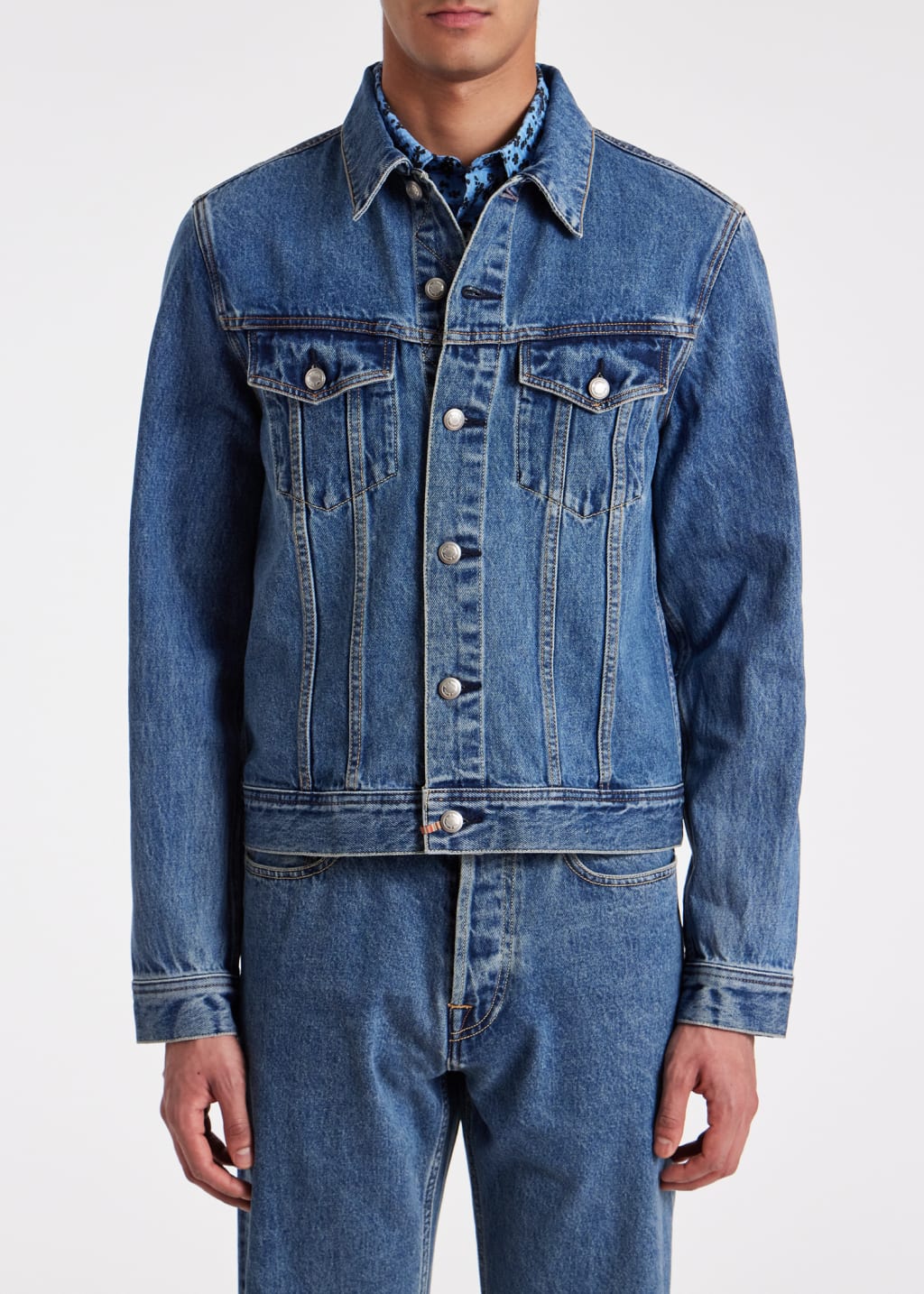 Men's Antique-Wash Denim Trucker Jacket
