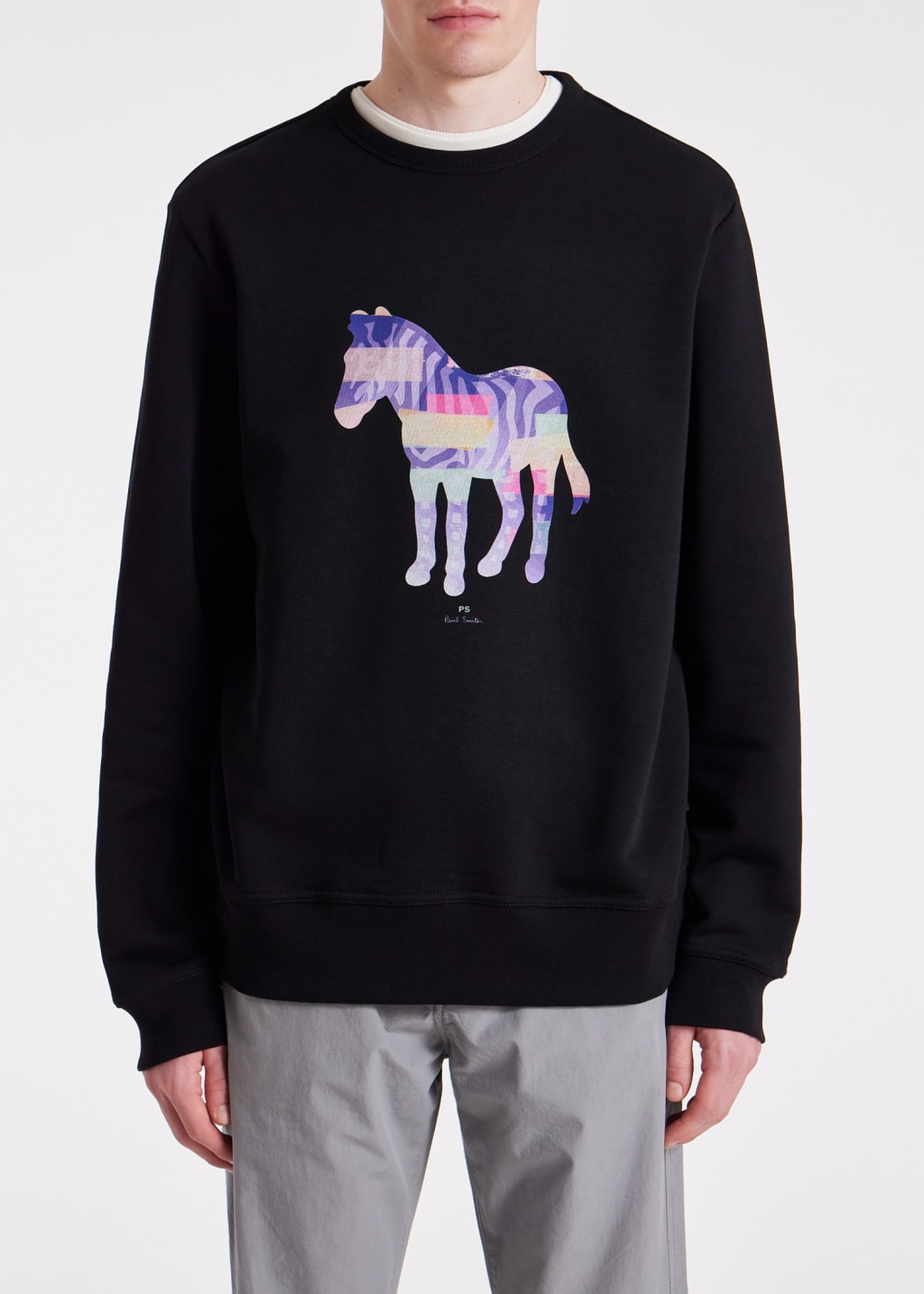 Men's Black Supima Cotton Zebra Print Sweatshirt