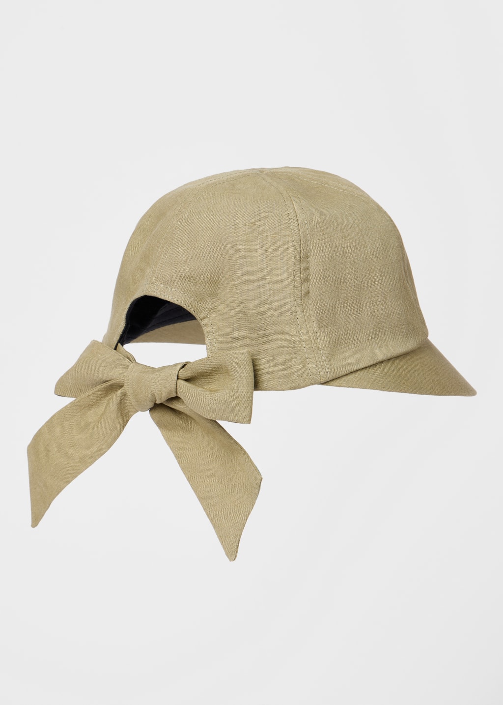 Women's Light Khaki Linen Bow Cap