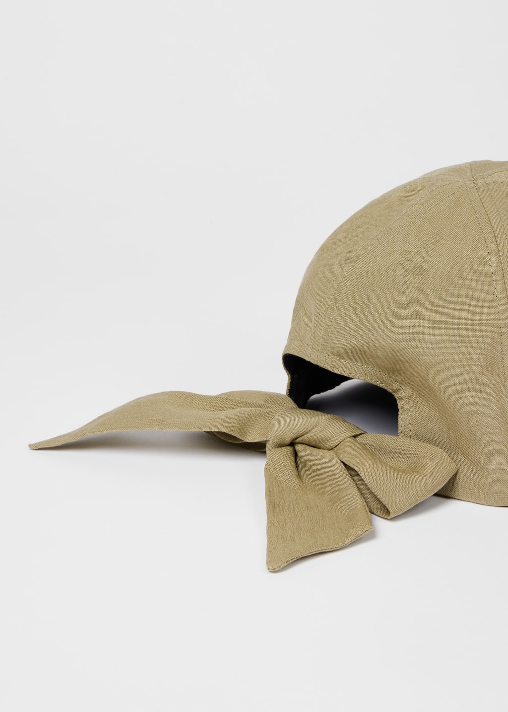 Women's Light Khaki Linen Bow Cap