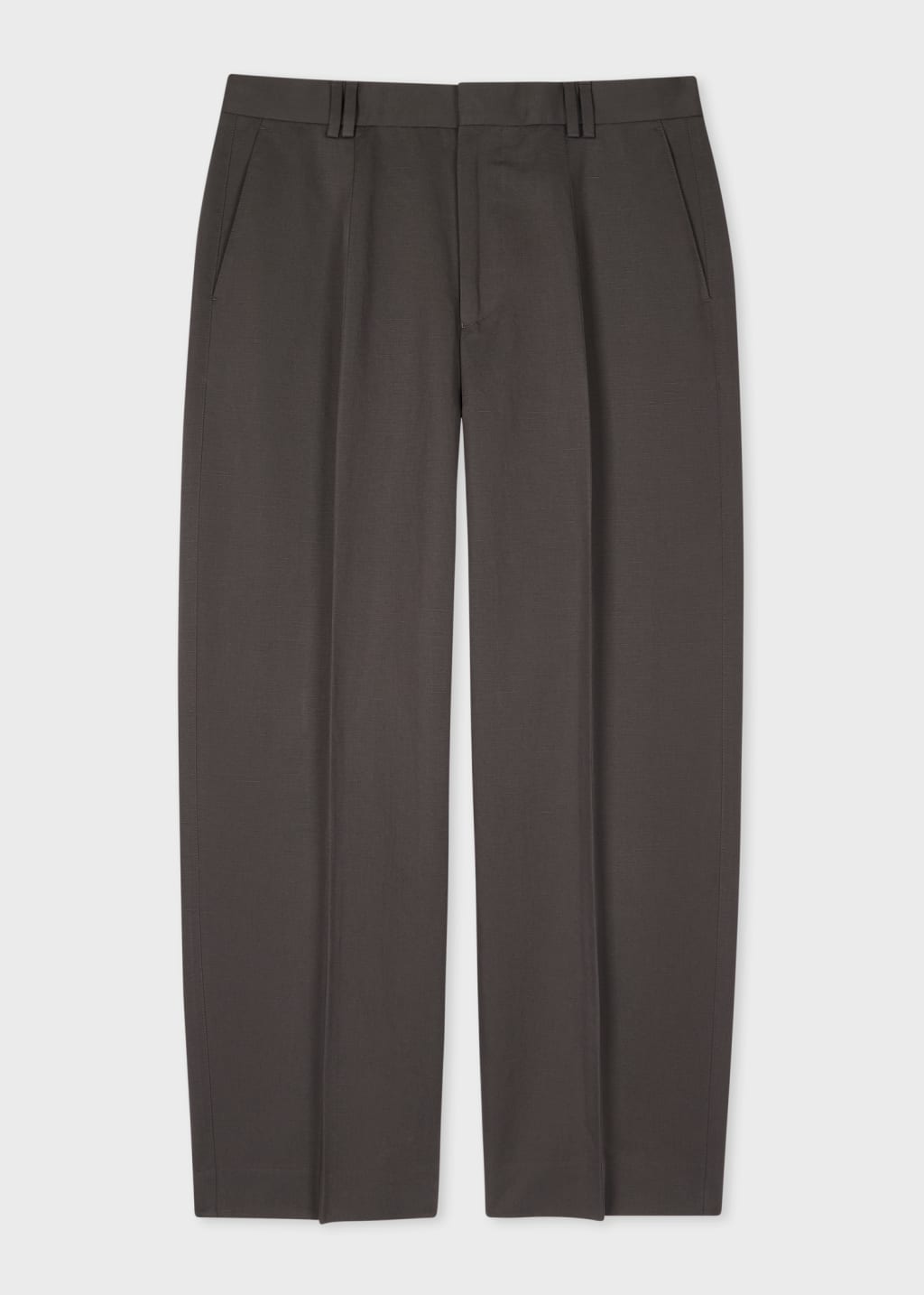 Men's Charcoal Cotton-Linen Barrel Leg Trousers