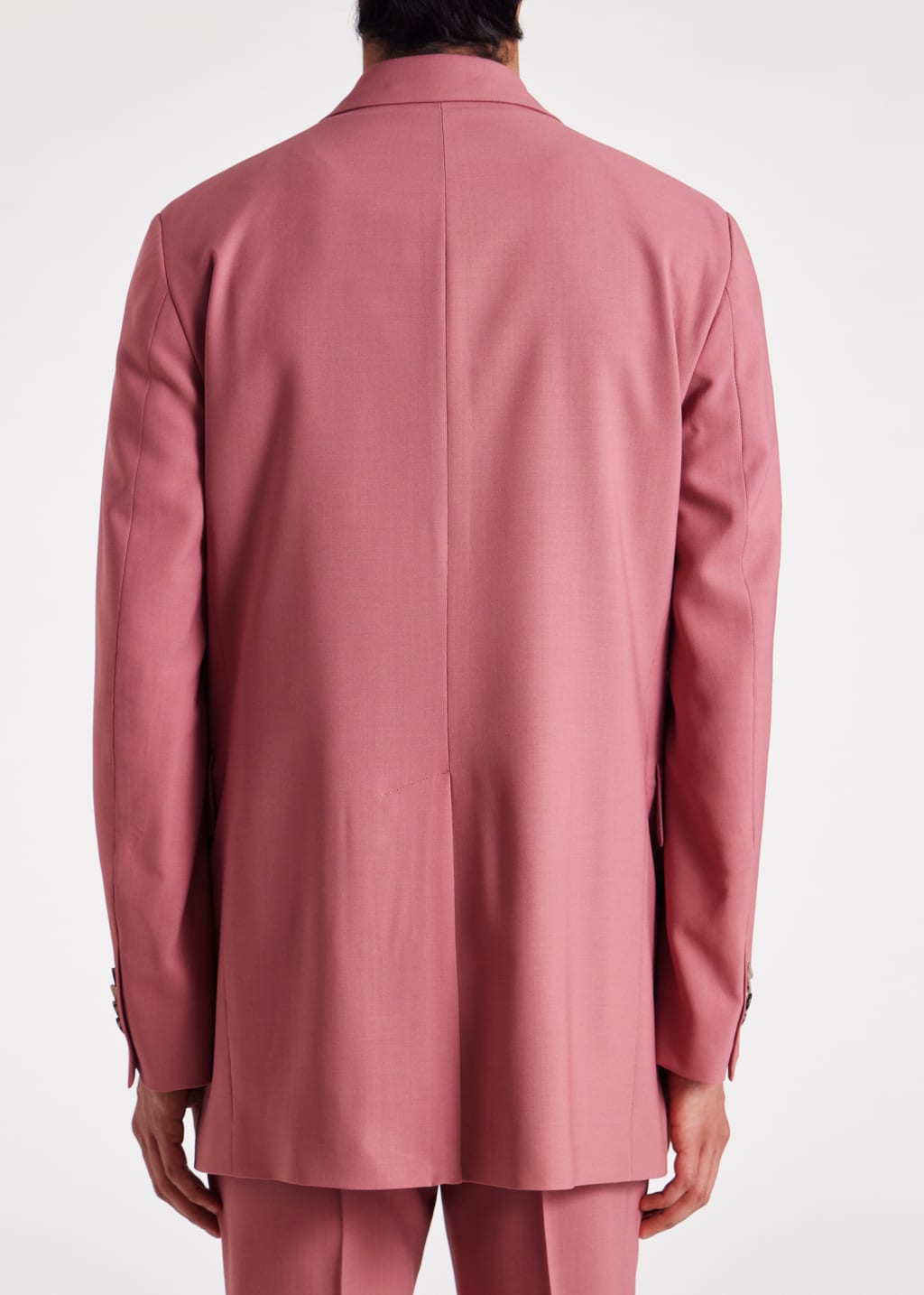 Men's Pink Fresco Wool Long Blazer