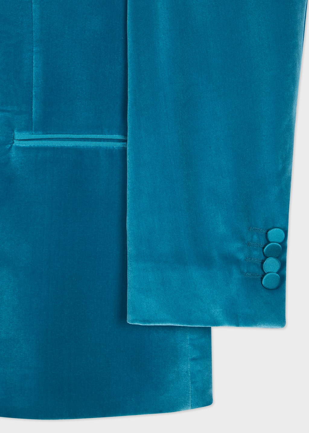 Turquoise Tailored-Fit Velvet One-Button Blazer