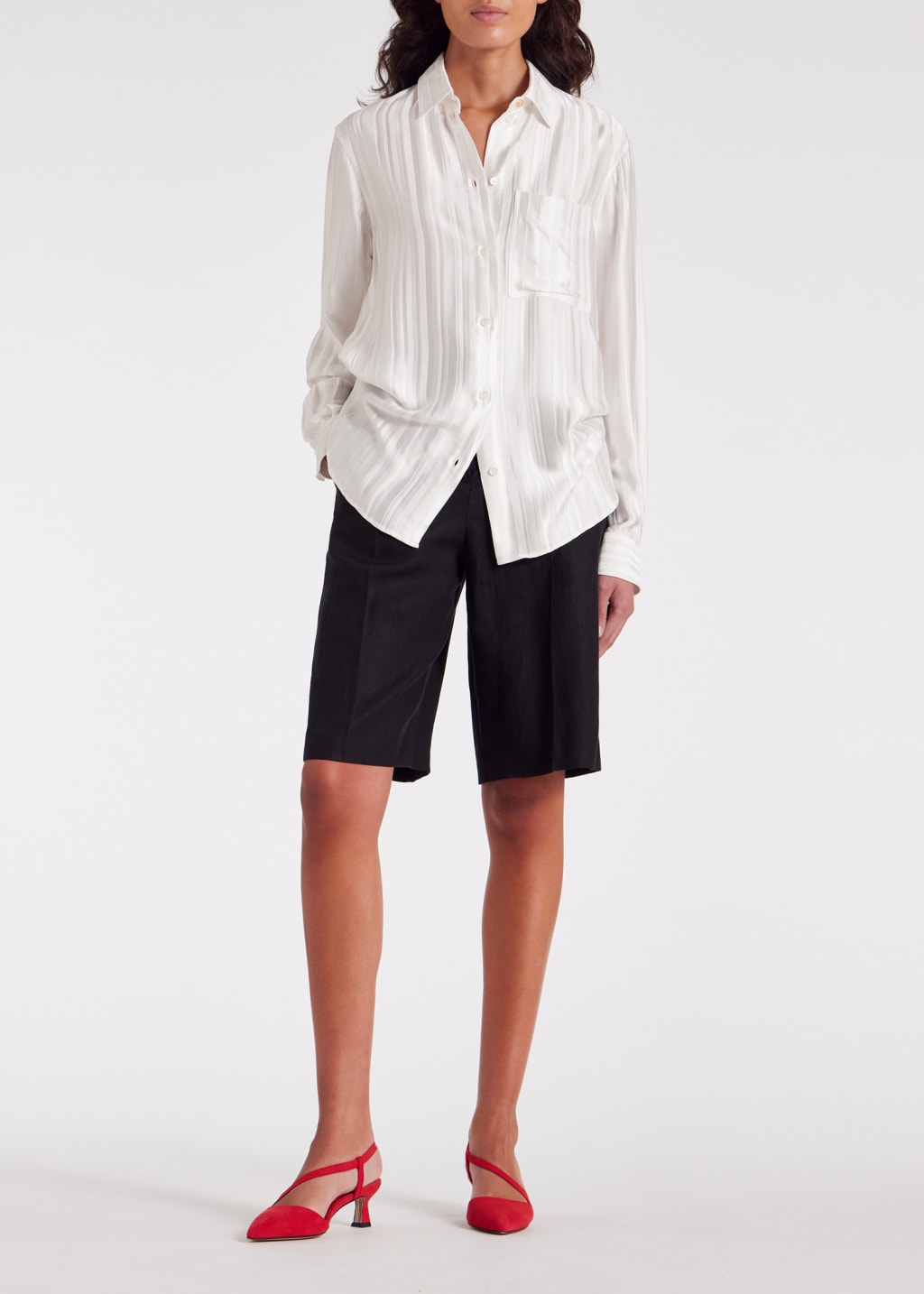 Women's White 'Shadow Stripe' Shirt