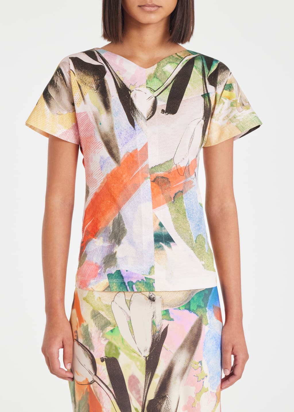 Women's 'Floral Collage' Keyhole Back Top