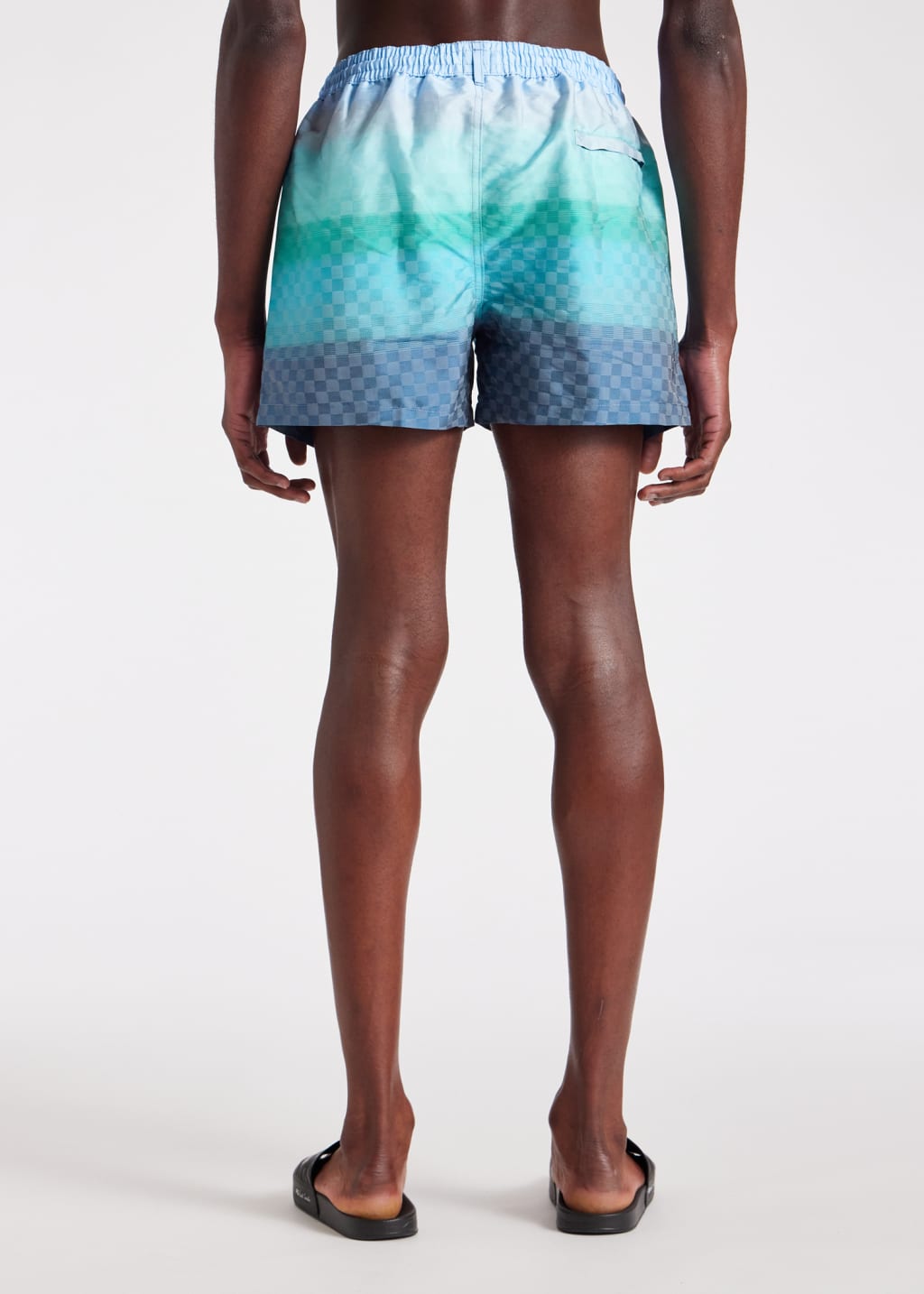 Men's Blue Gradient Check Jacquard Swim Shorts