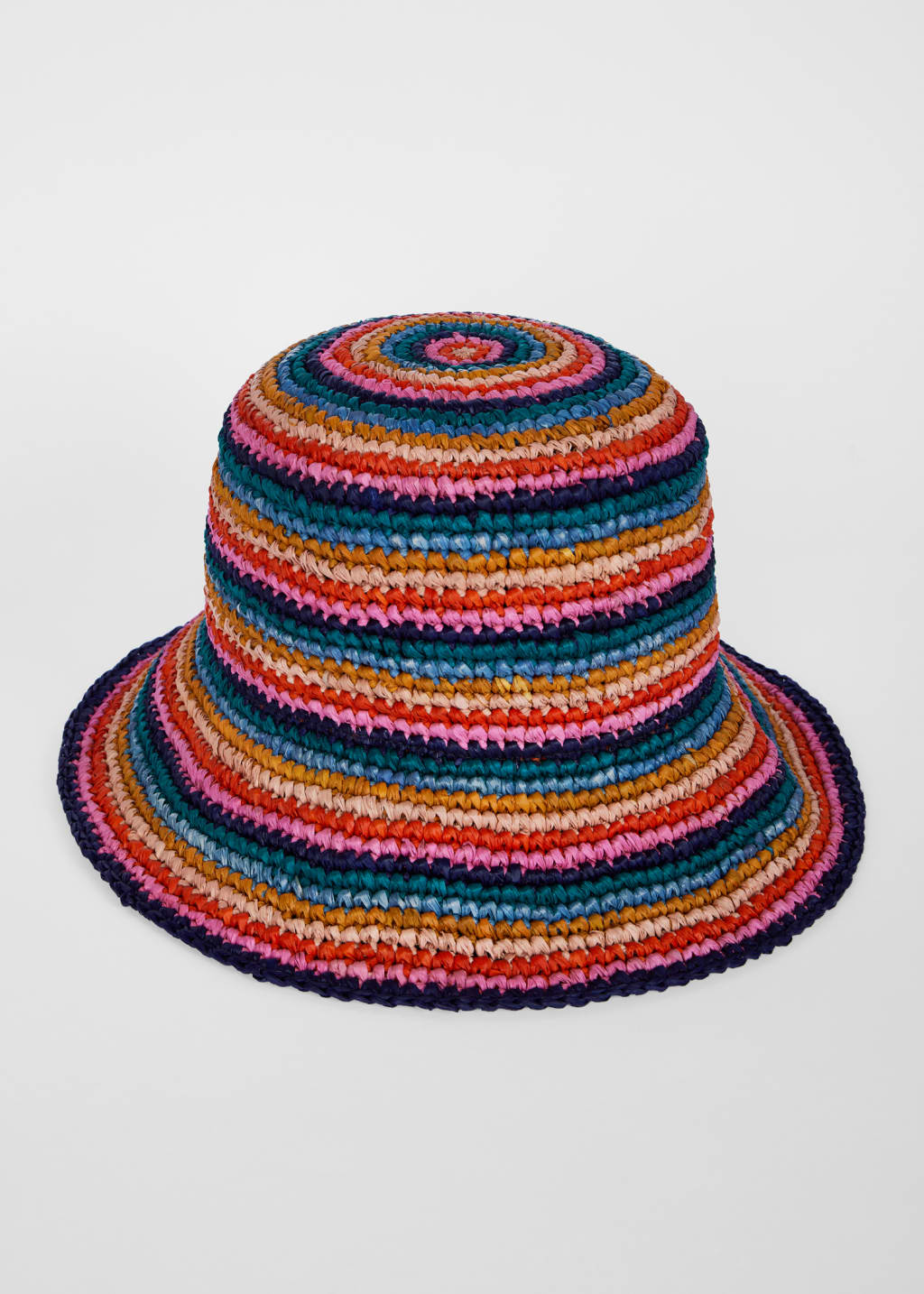 Women's Multicolour Stripe Crochet Bucket Hat