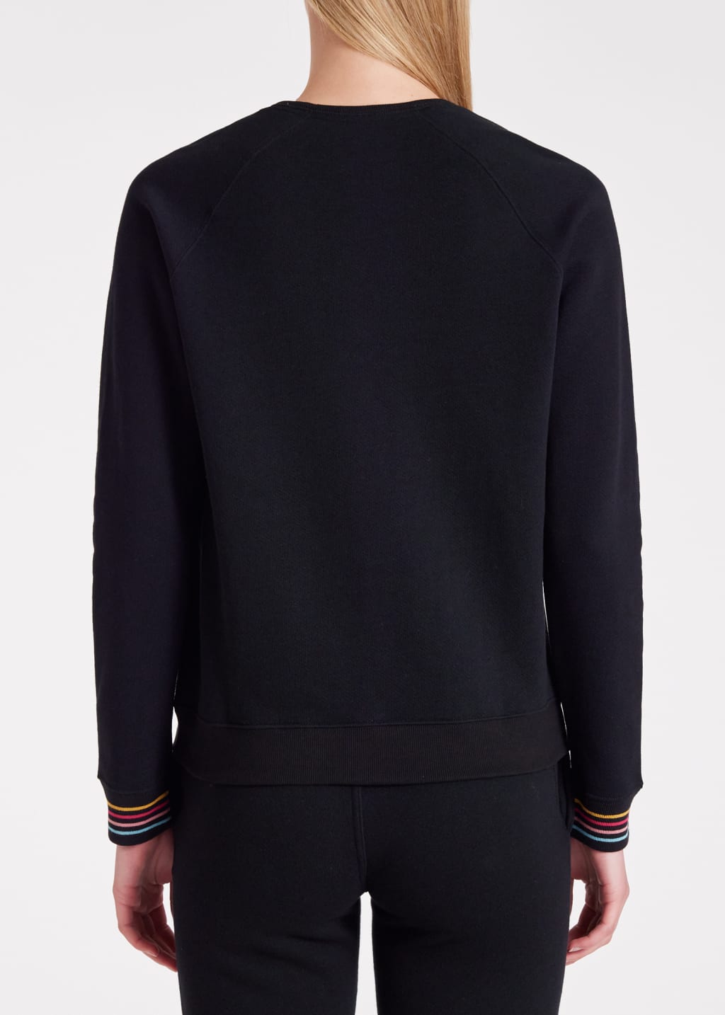 Women's Black Lounge Sweatshirt With 'Swirl Stripe' Cuffs