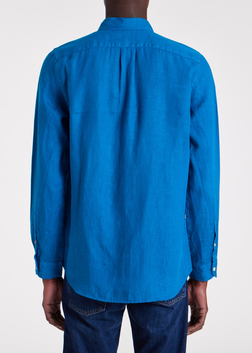 Men's Cobalt Blue Linen Button-Down Shirt