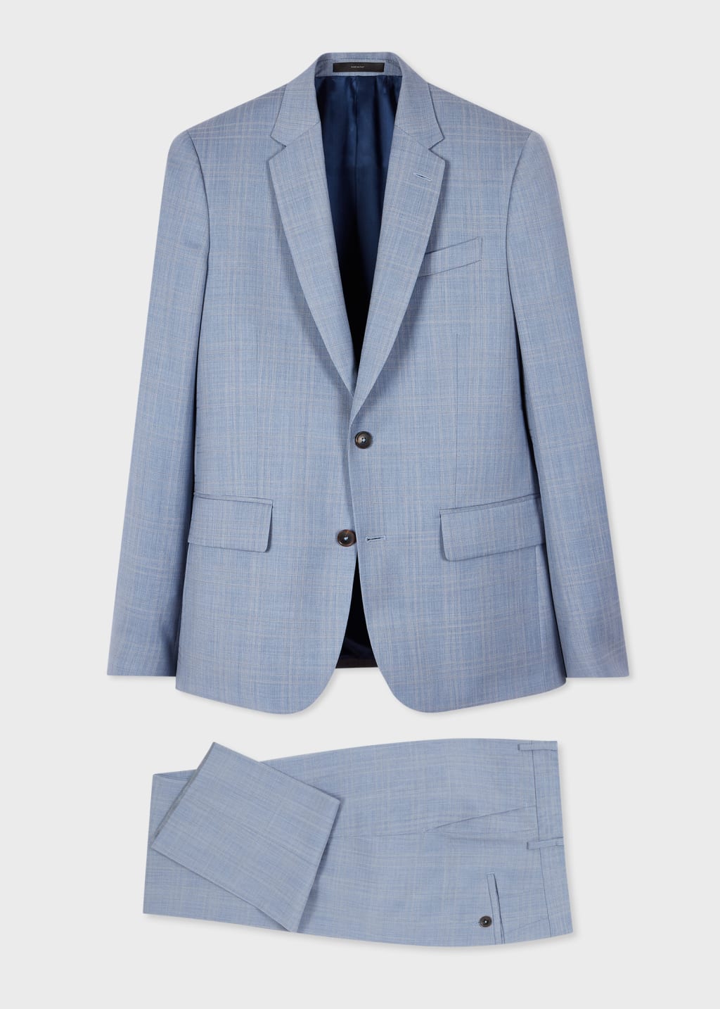 The Soho - Tailored-Fit Pale Blue Check Wool Suit