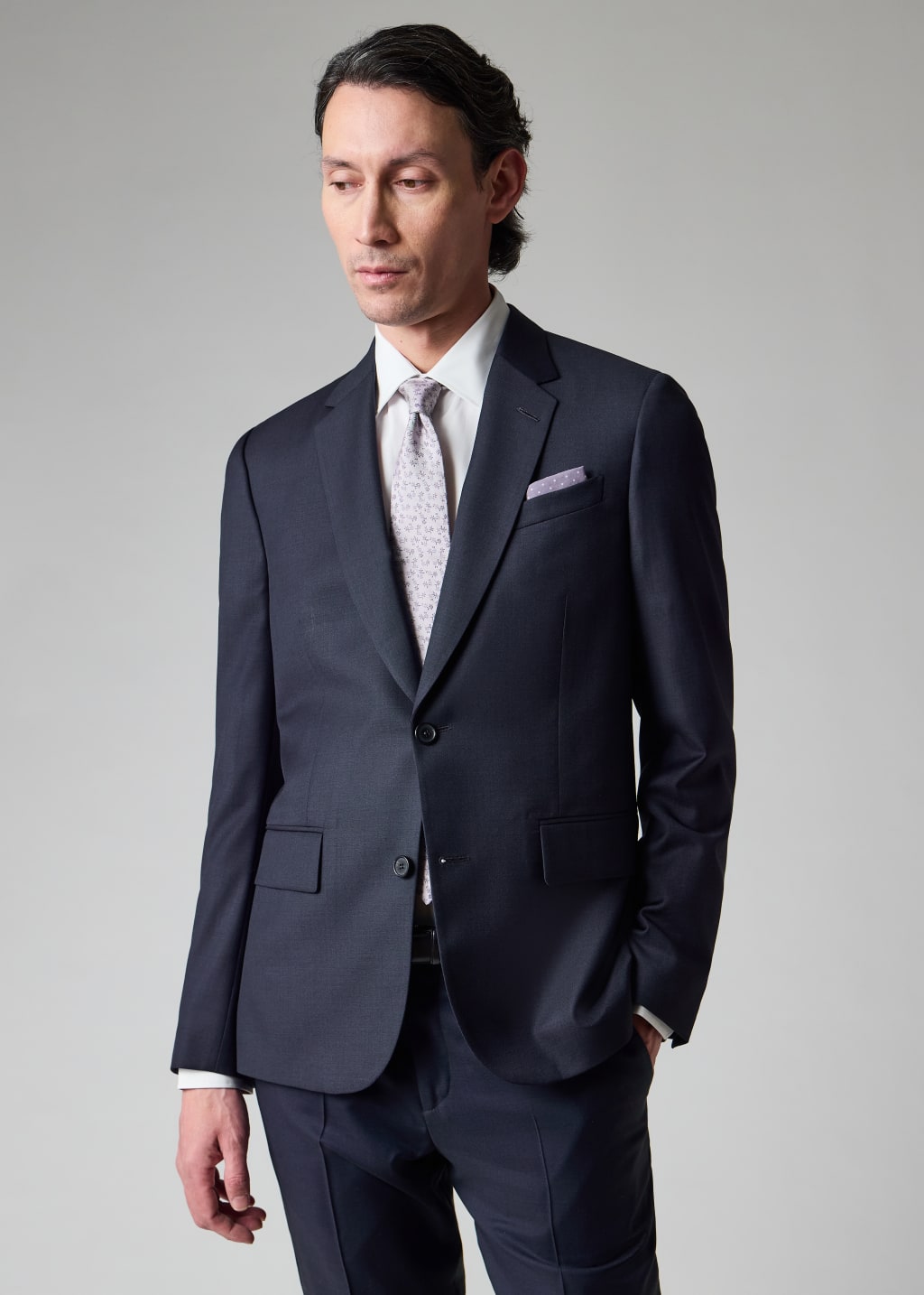 The Soho - Tailored-Fit Navy Sharkskin Suit