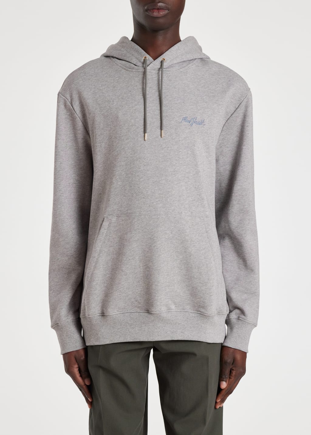 Men's Grey Marl Cotton Shadow Logo Hoodie