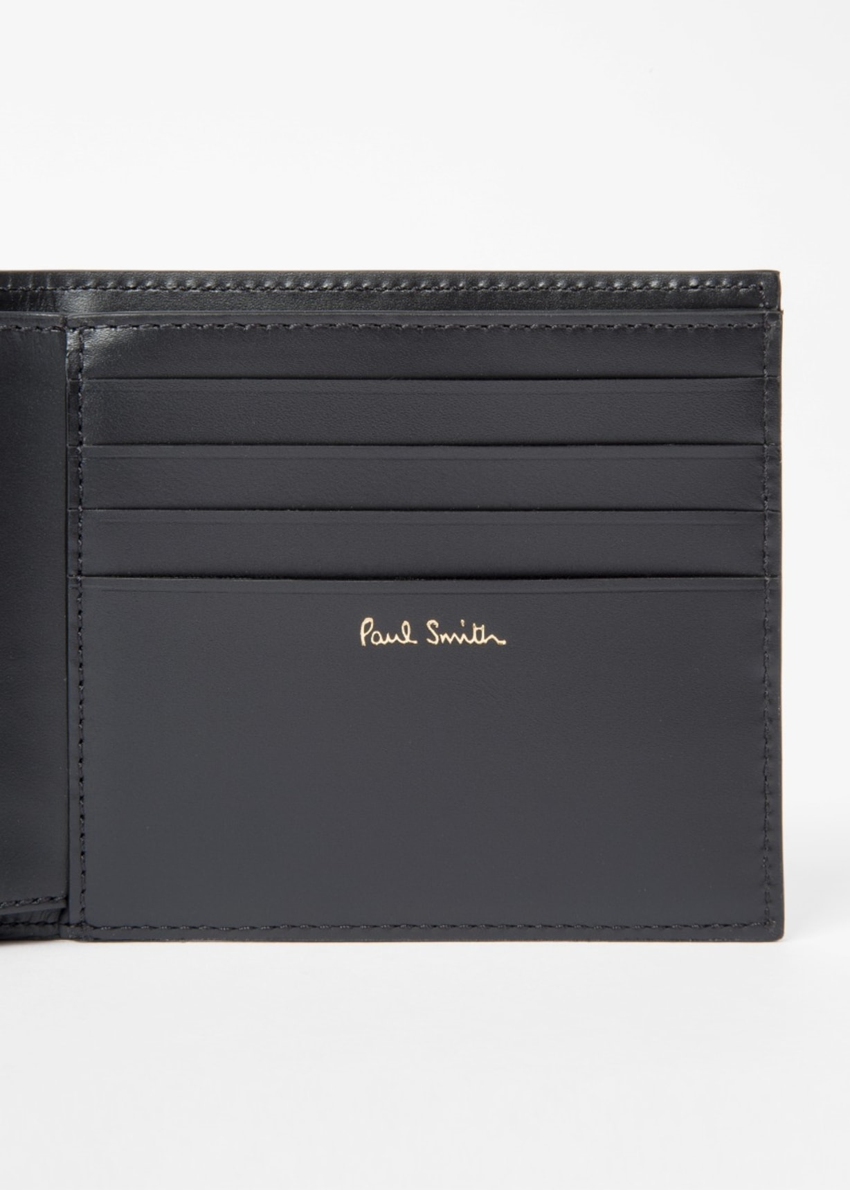 Navy Leather Monogrammed Billfold Wallet