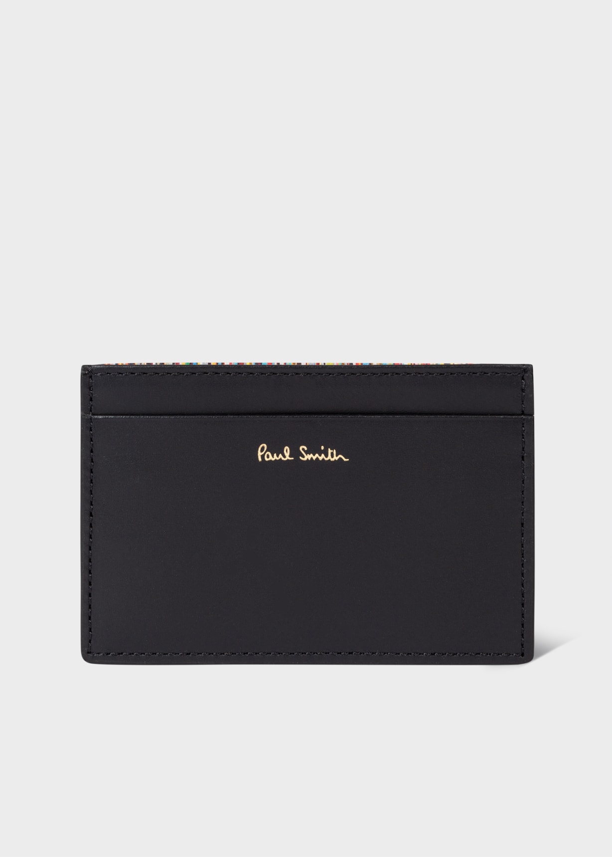Black 'Signature Stripe' Leather Card Holder