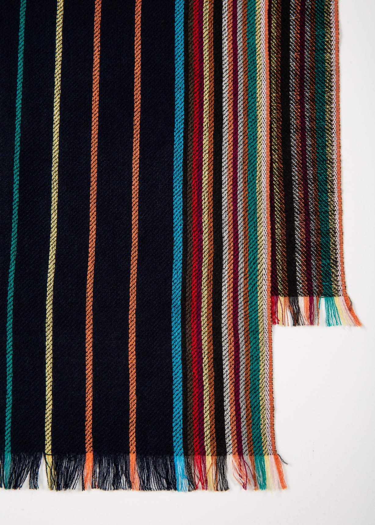 Men's Navy Wool-Silk 'Signature Stripe' Scarf