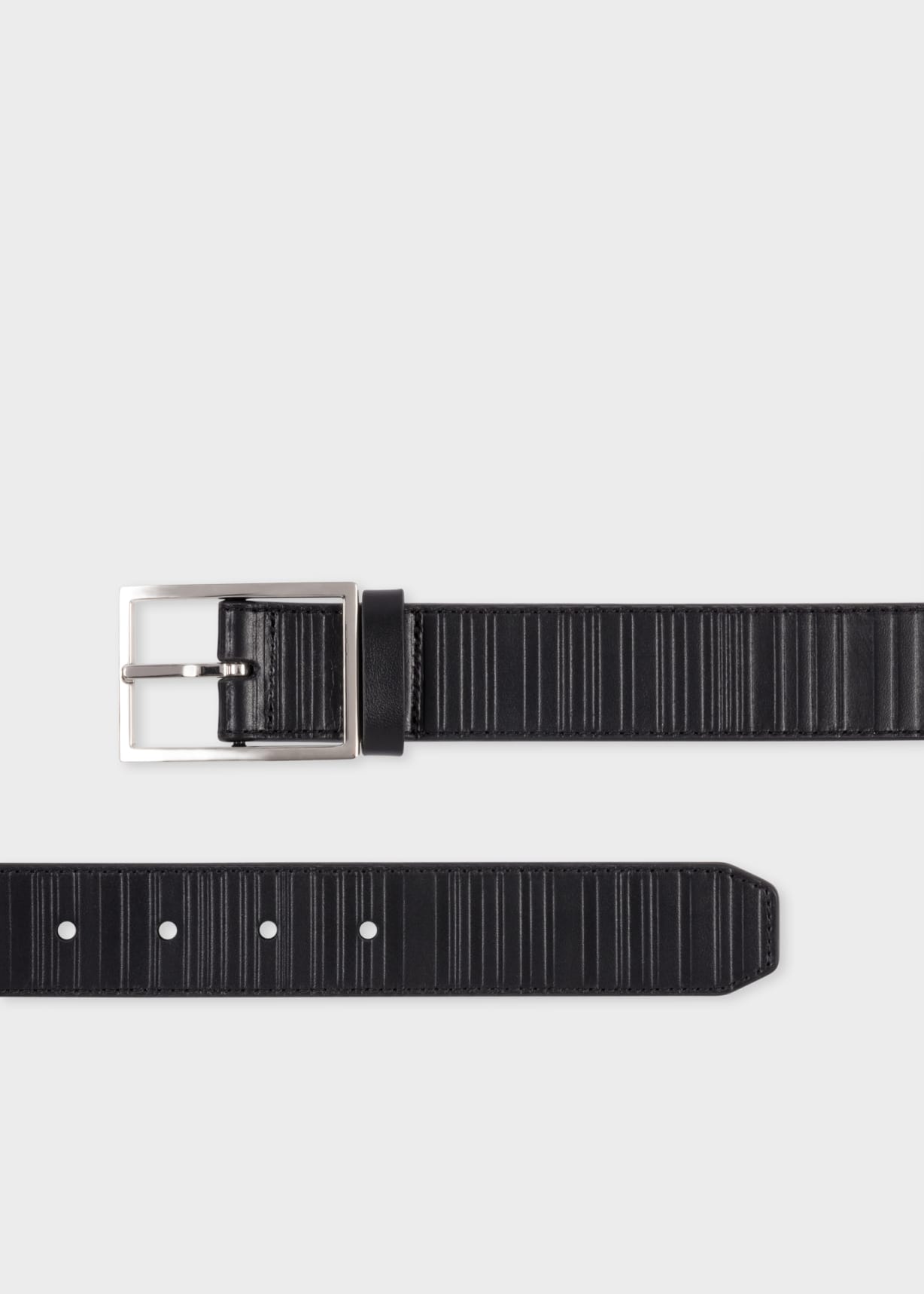 Men's Black 'Shadow Stripe' Leather Belt