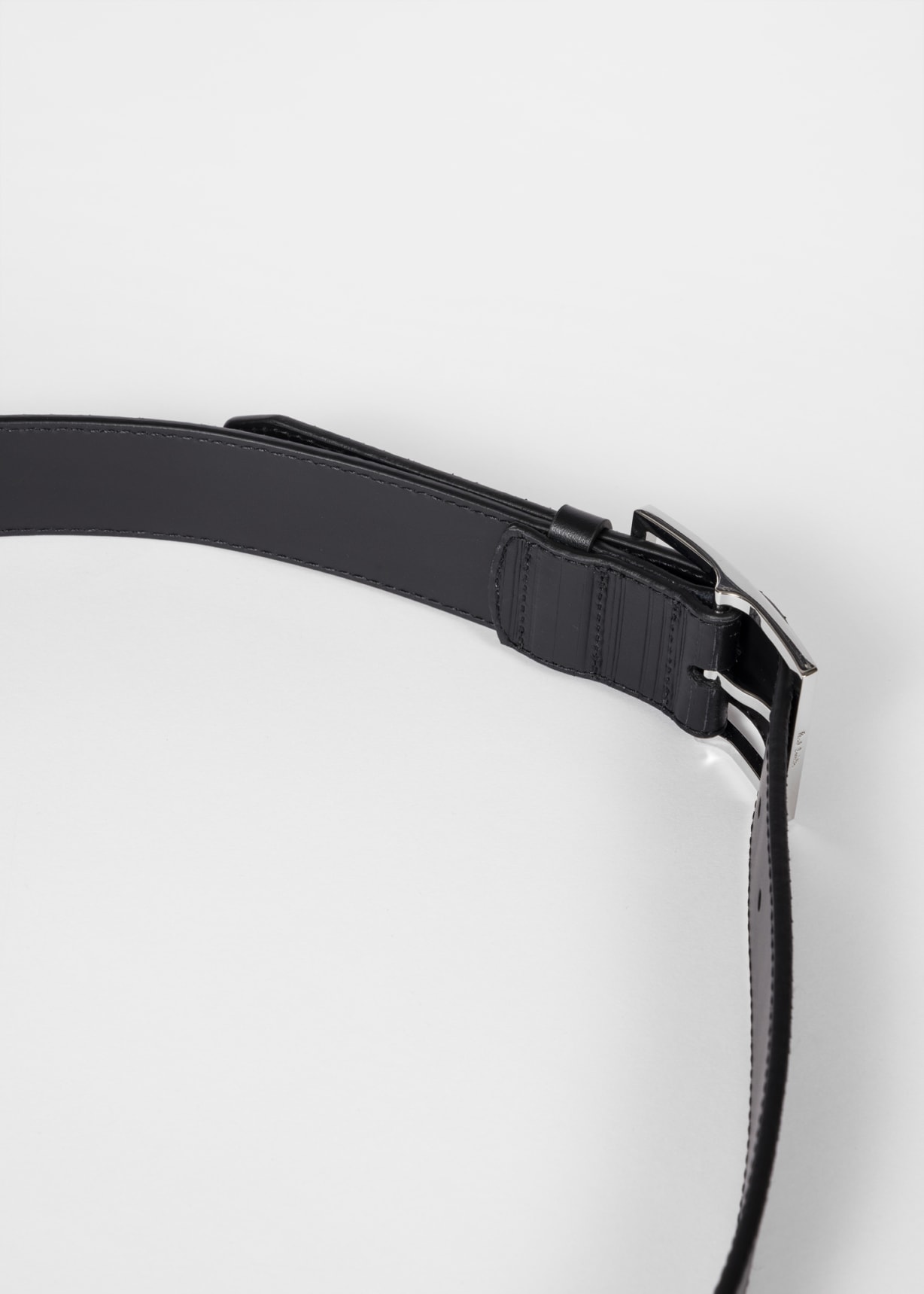 Men's Black 'Shadow Stripe' Leather Belt