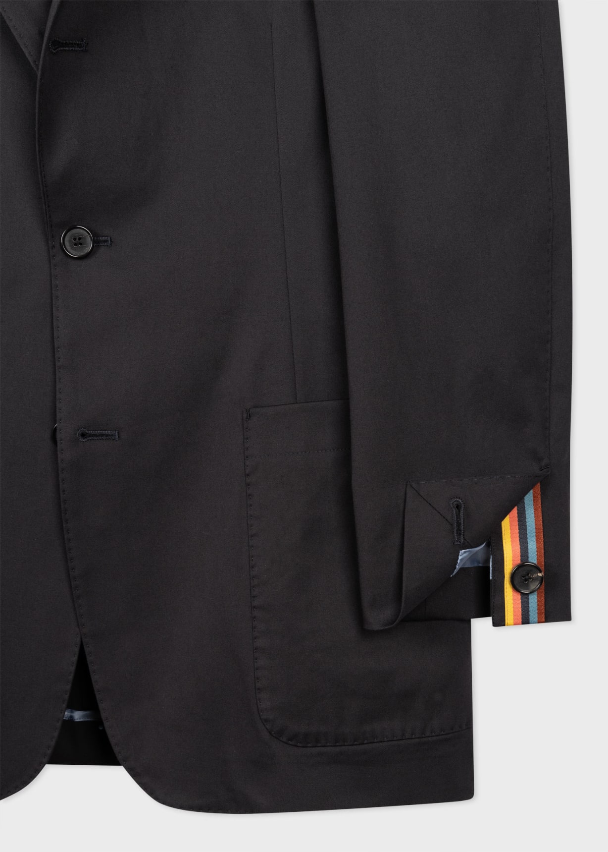 Men's Dark Navy Stretch-Cotton Twill Three-Button Blazer