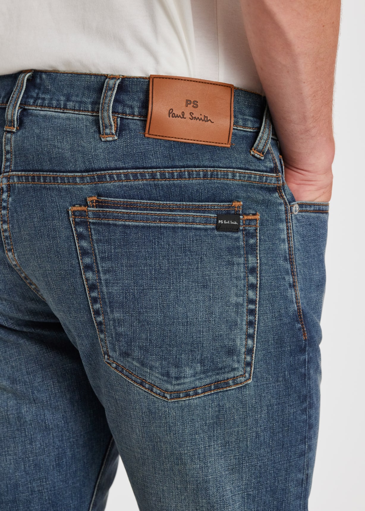 Standard-Fit 11.8oz 'Crosshatch Stretch' Blue-Rinse Jeans