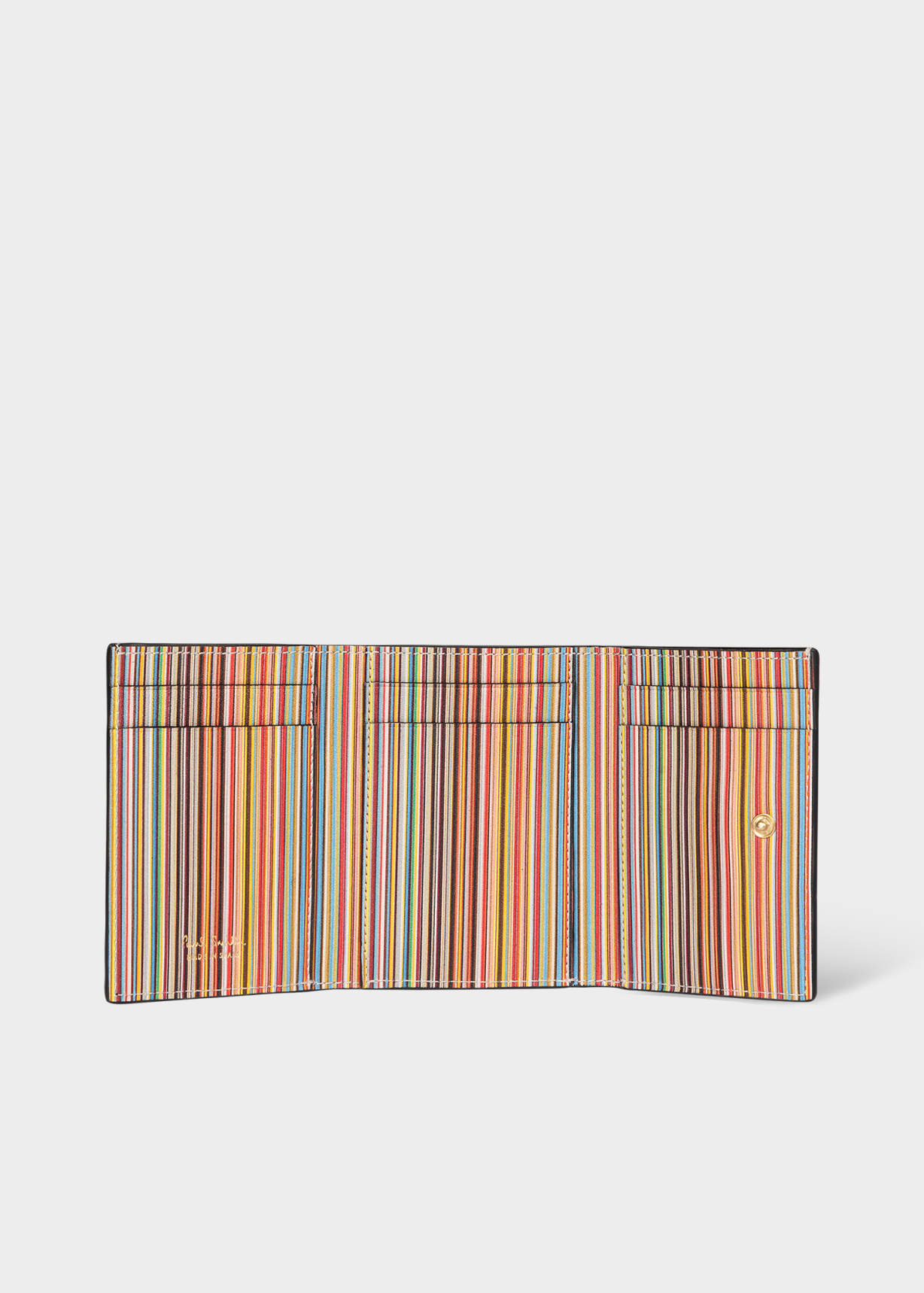 Black Mini Leather Tri-Fold Purse with 'Signature Stripe'