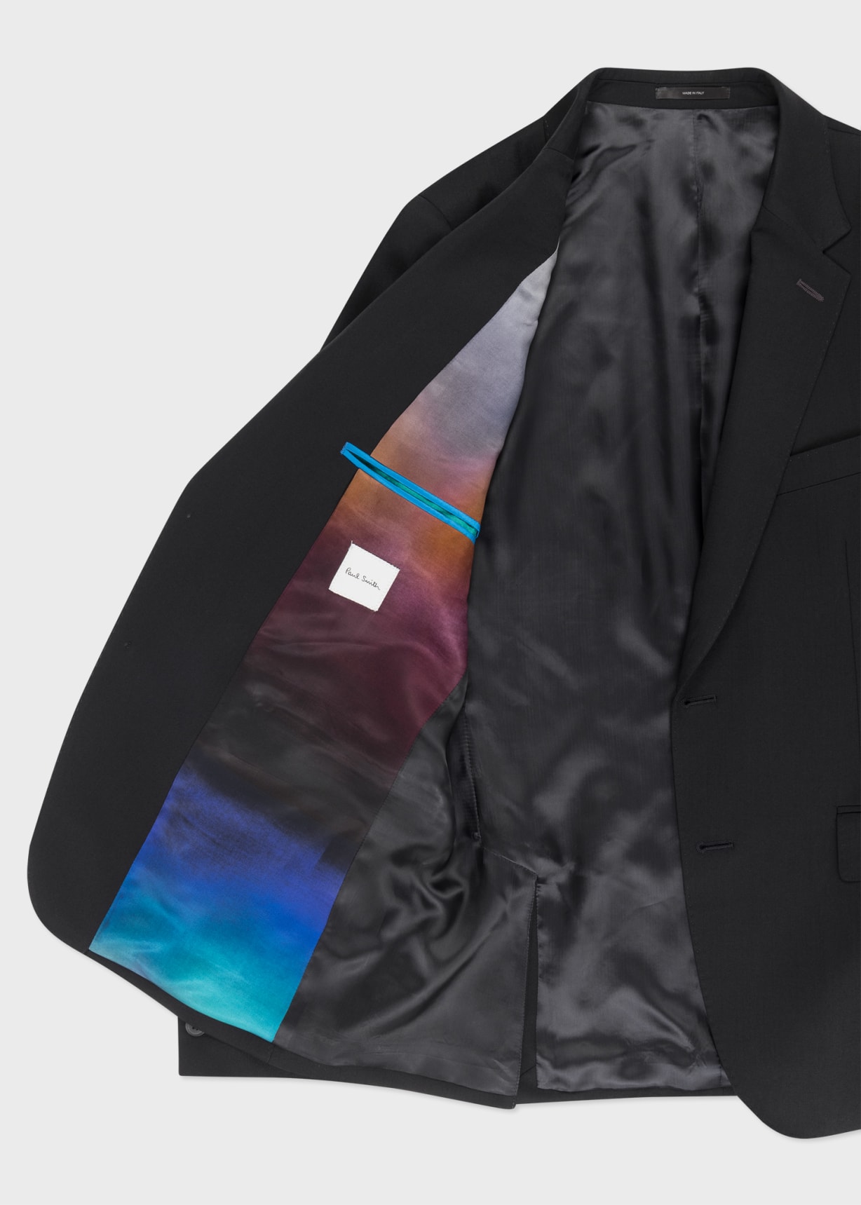 Men's Tailored-Fit Black Wool Twill Two-Button Suit