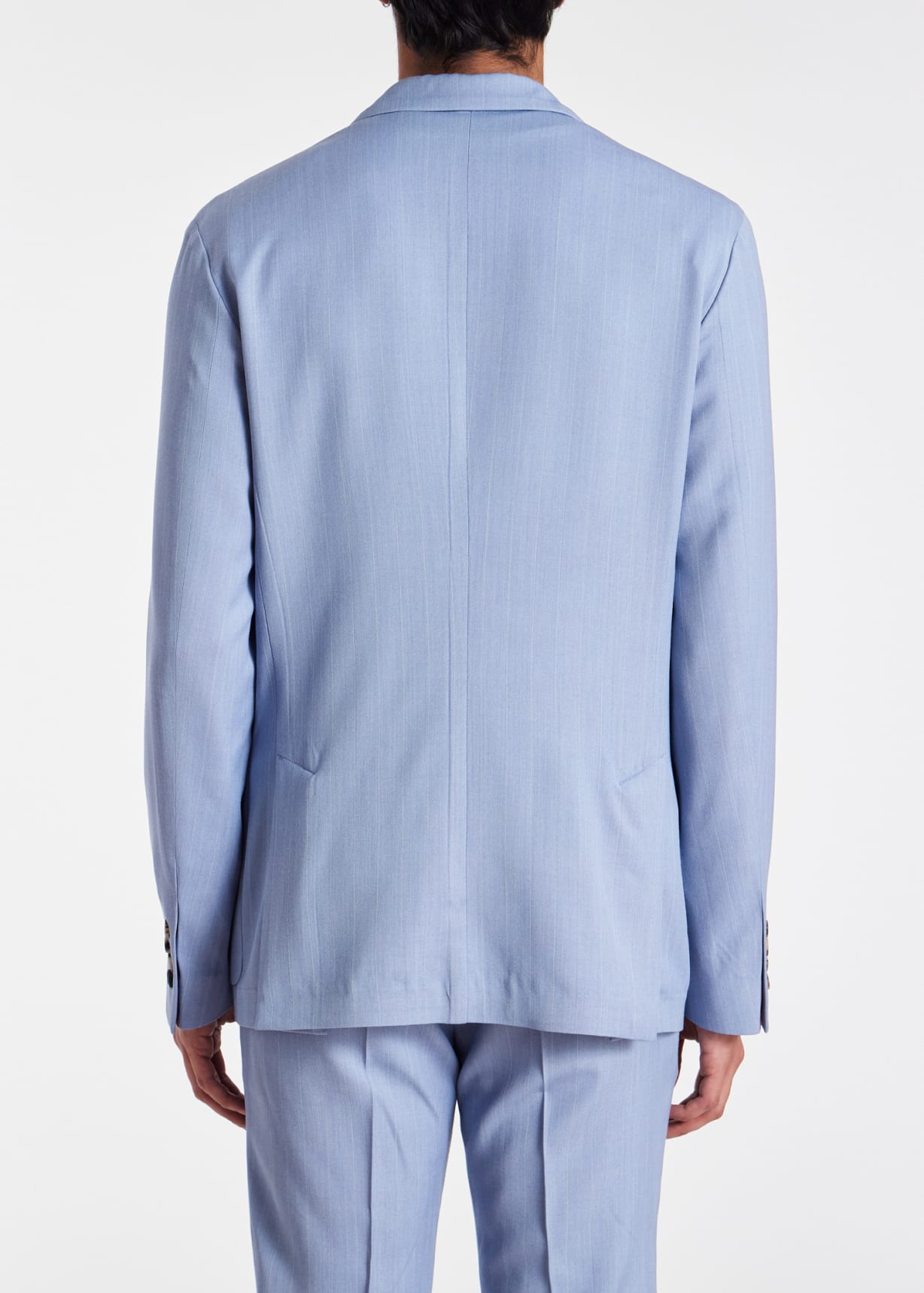 Men's Light Blue Overdyed Pinstripe Patch Pocket Blazer
