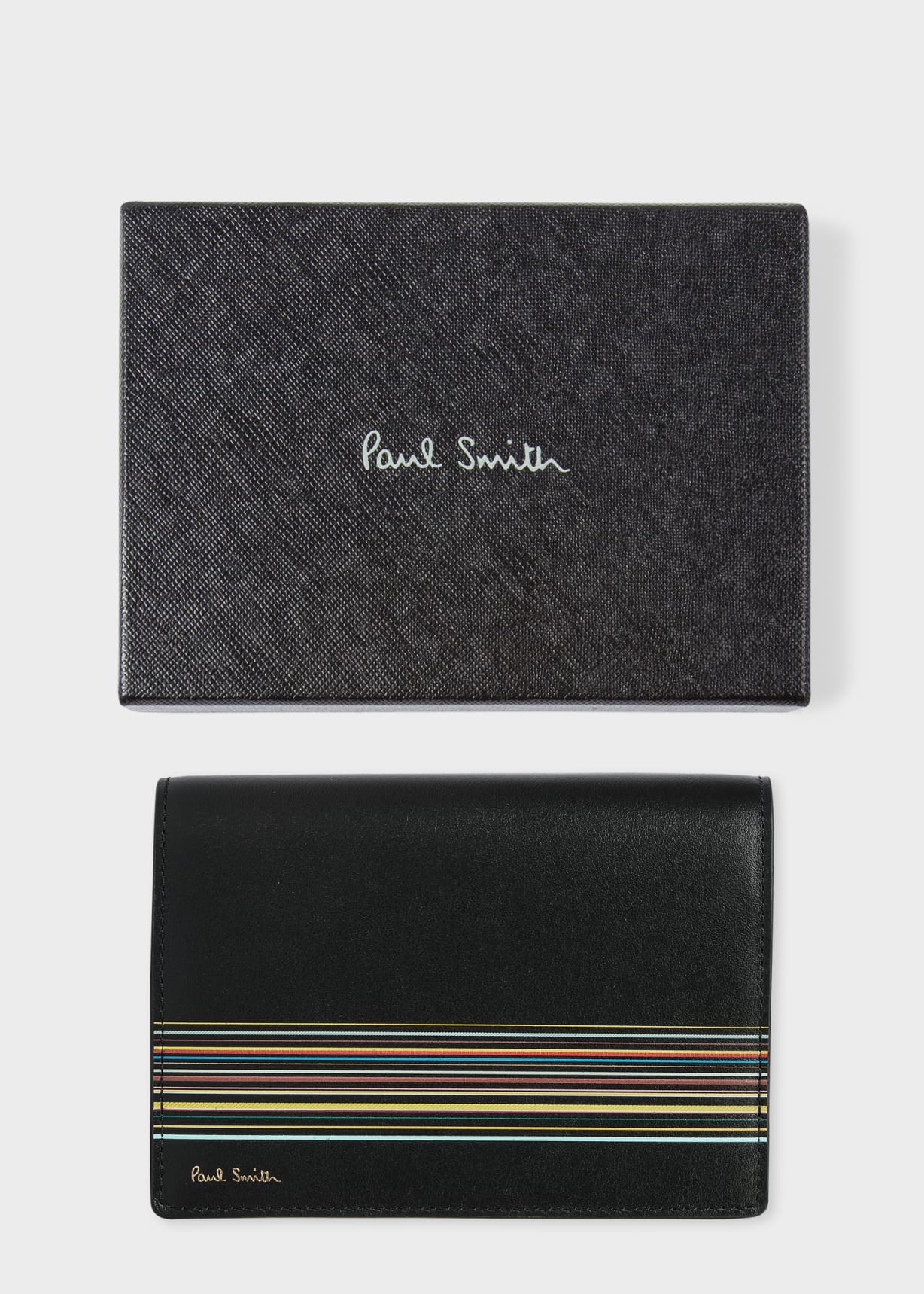 Men's Black Leather Seasonal 'Signature Stripe Block' Passport Holder