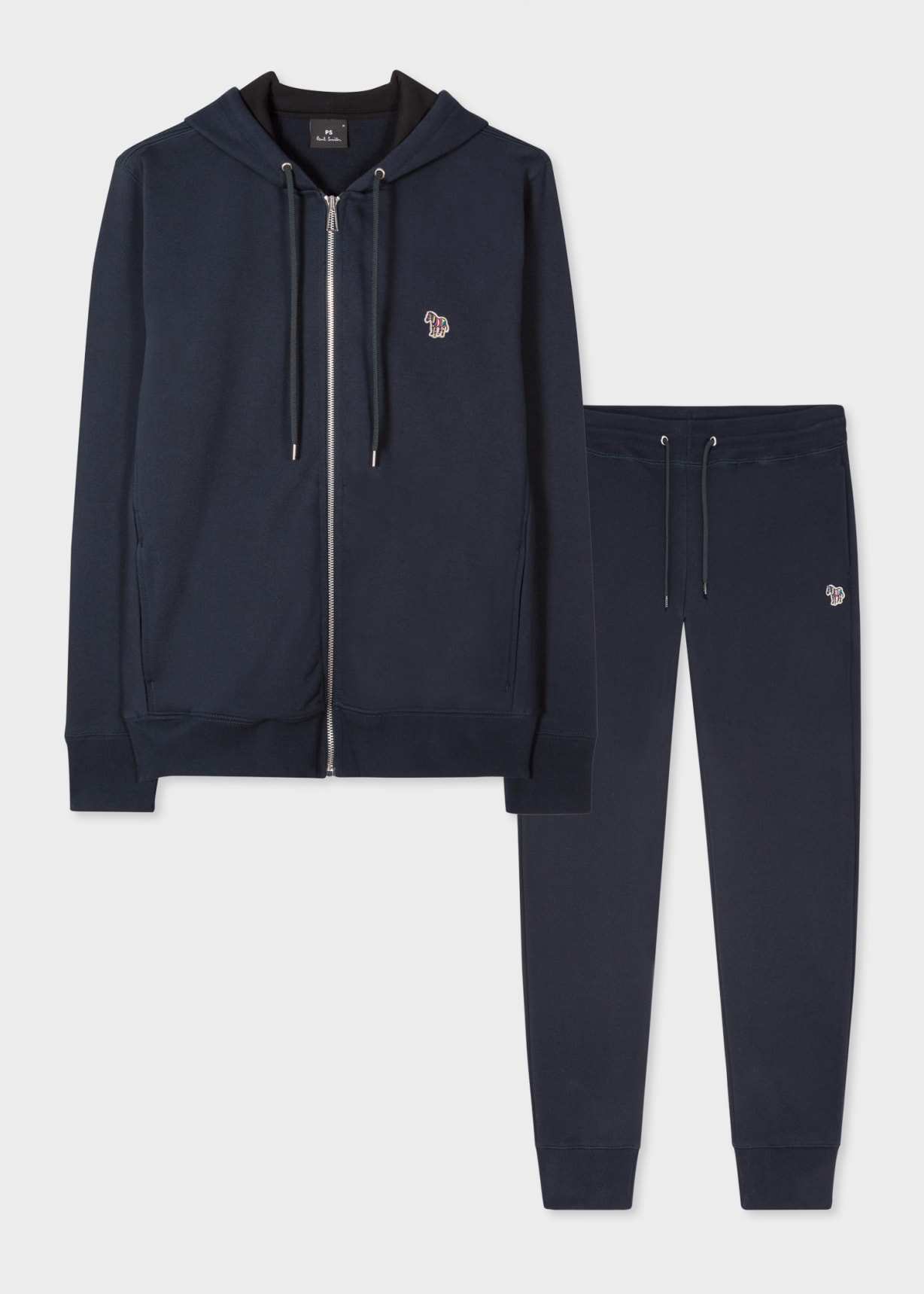 Navy Organic Cotton Zebra Logo Hoodie & Sweatpants Set