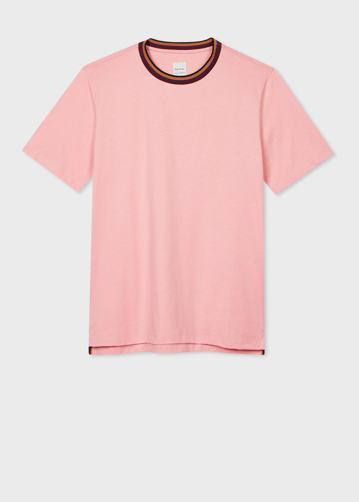 Men's Pink 'Artist Stripe' Collar Cotton T-Shirt