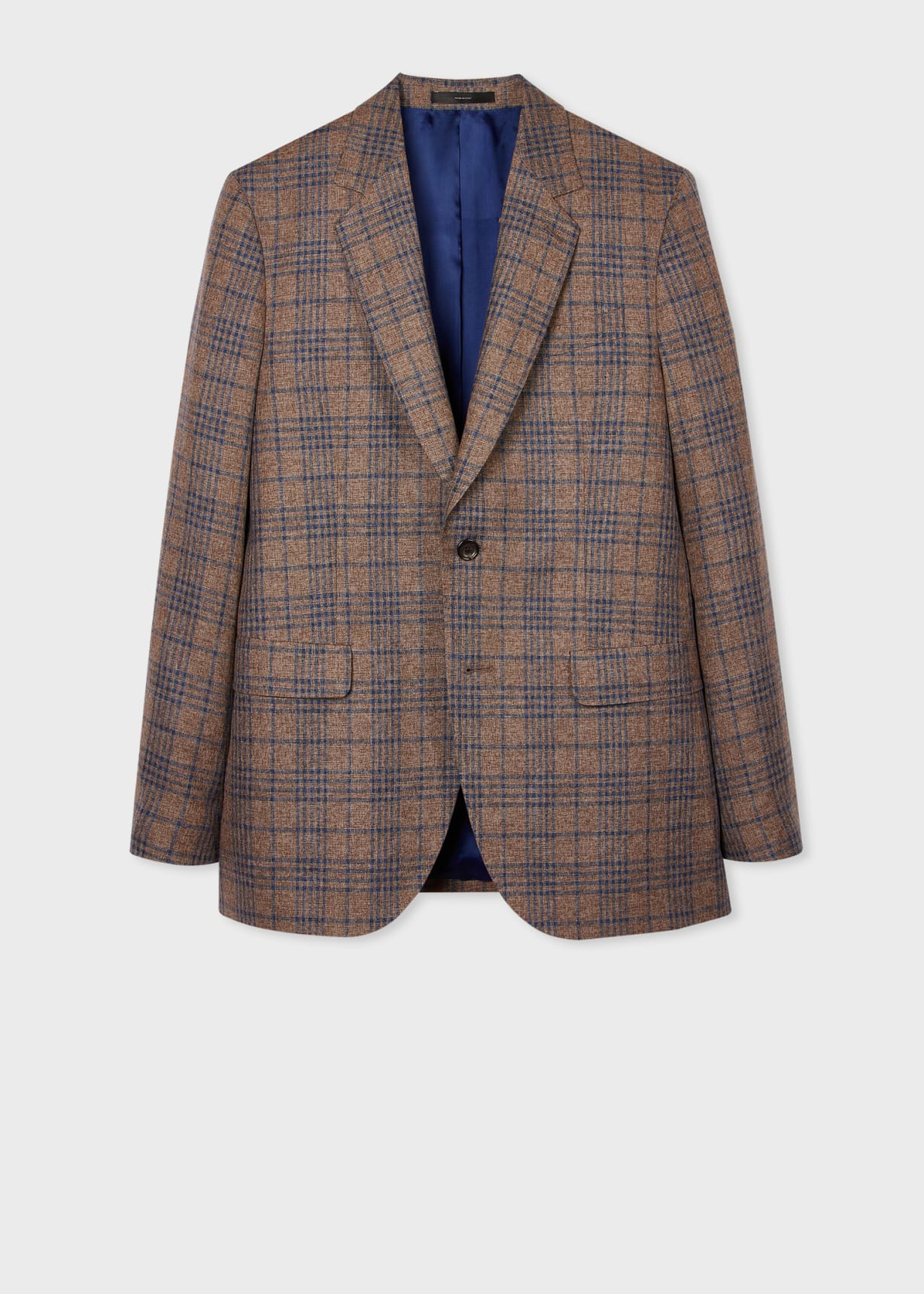 The Bloomsbury - Easy-Fit Brown Cotton-Linen Check Blazer
