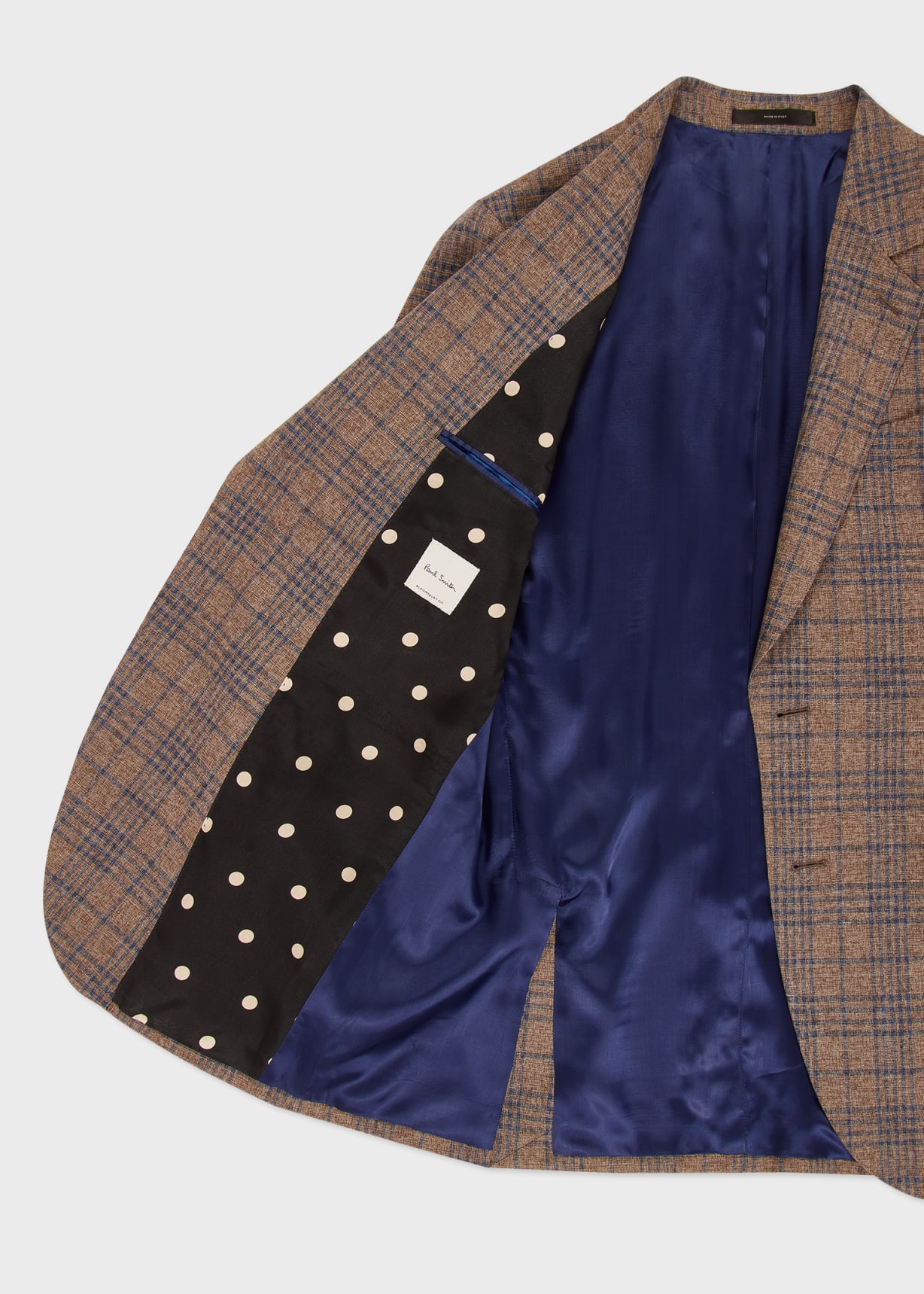 The Bloomsbury - Easy-Fit Brown Cotton-Linen Check Blazer