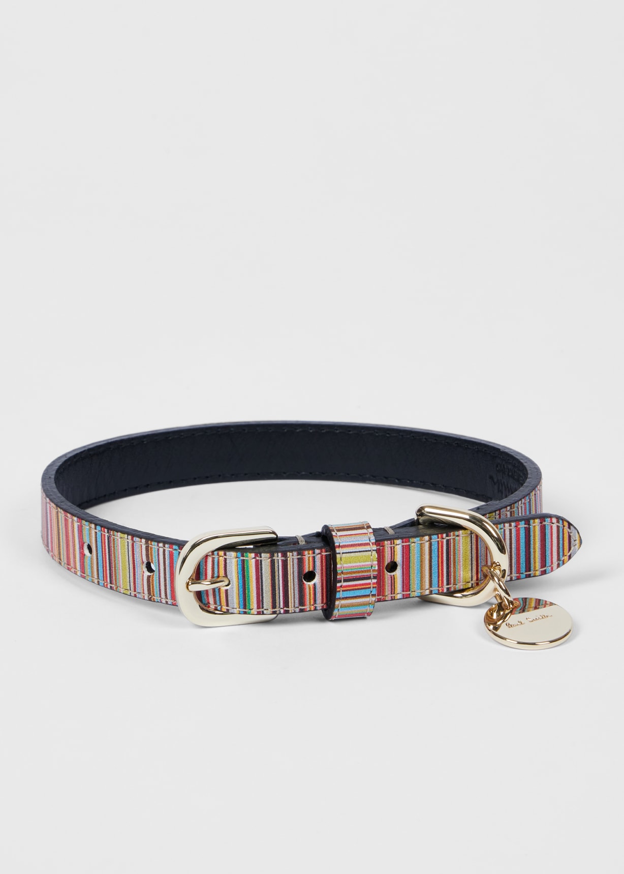 'Signature Stripe' Calf Leather Dog Collar Small/Medium