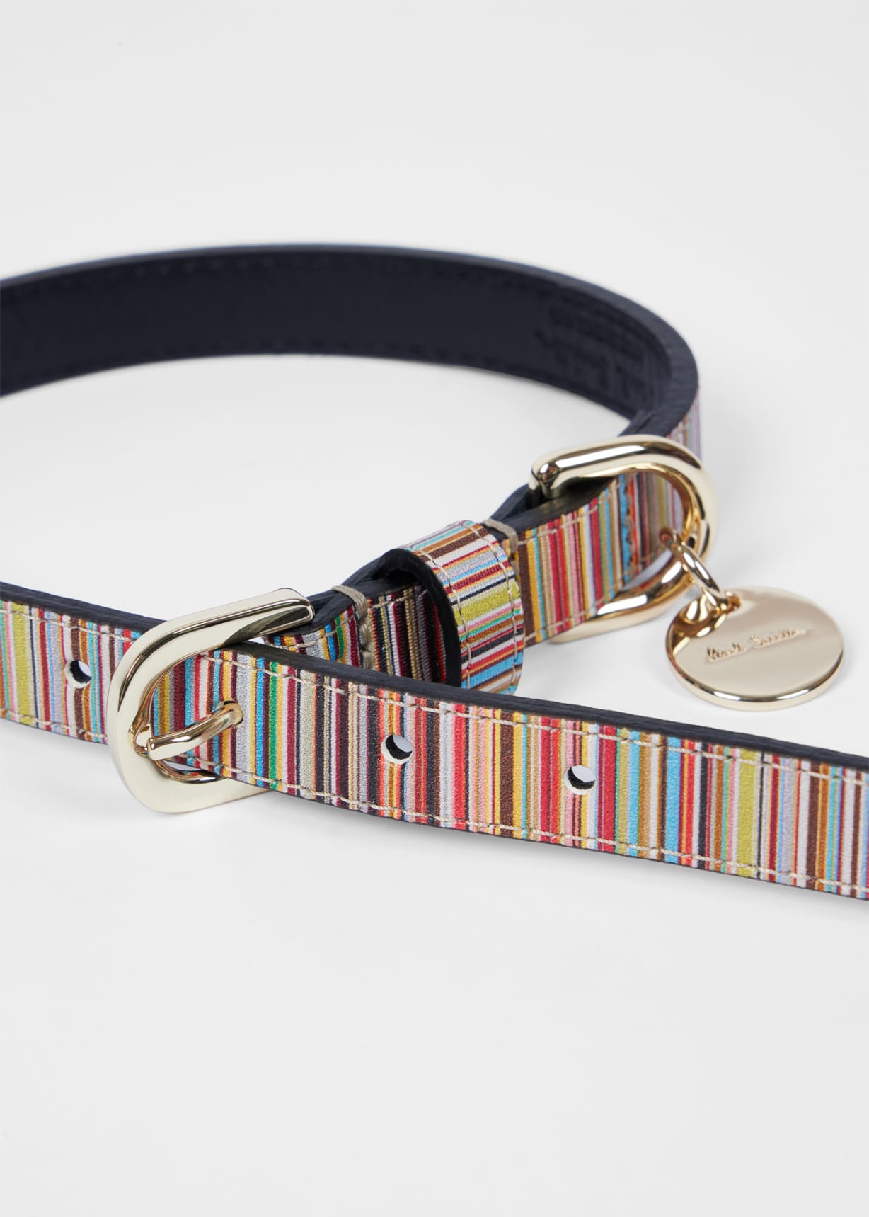 'Signature Stripe' Calf Leather Dog Collar Small/Medium