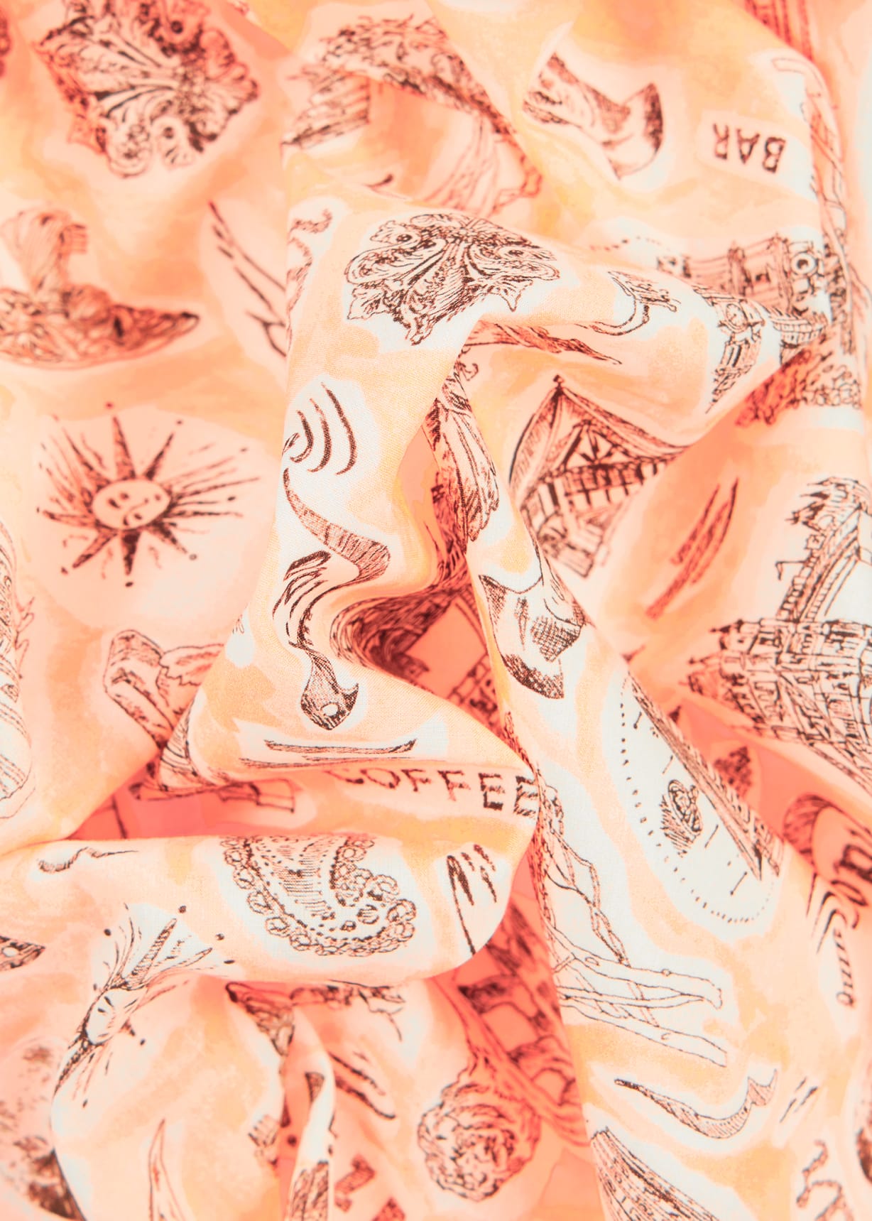 Men's Peach 'Souvenir' Print Scarf