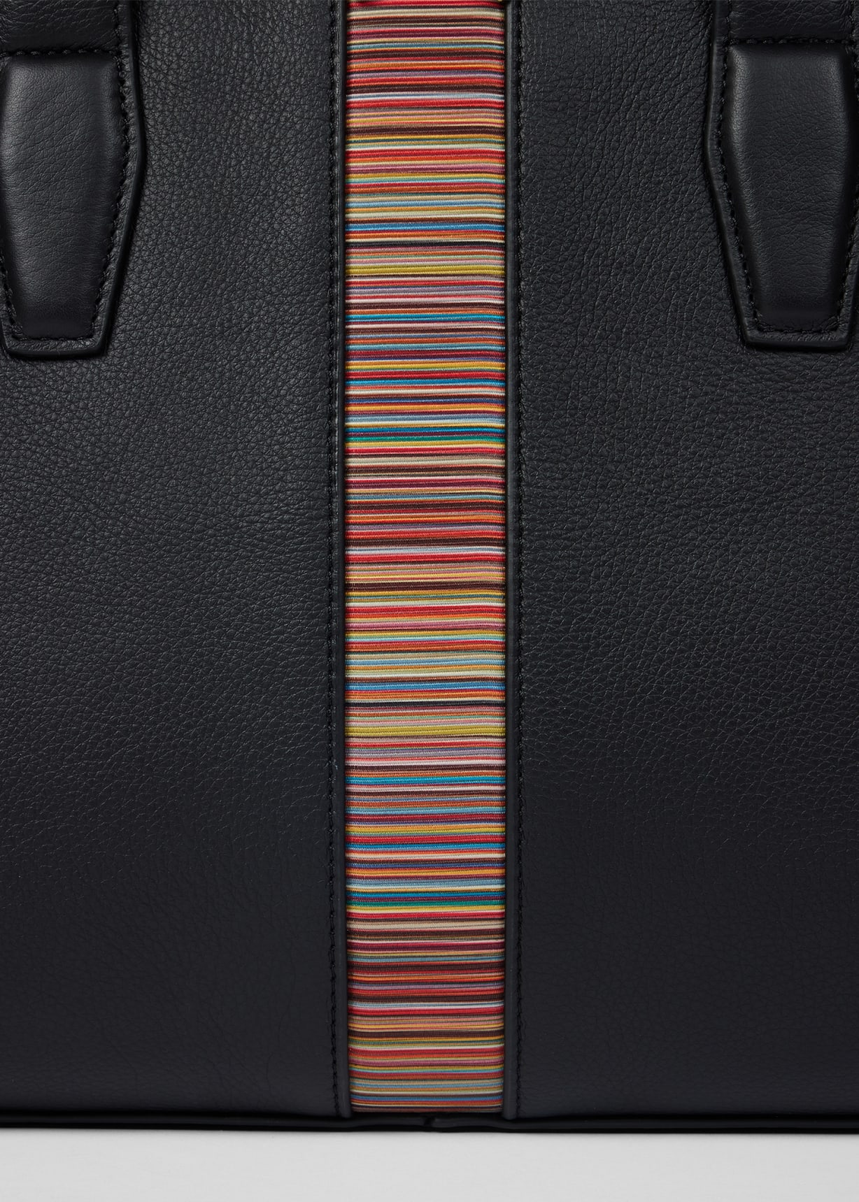 Black Leather 'Signature Stripe' Holdall Bag