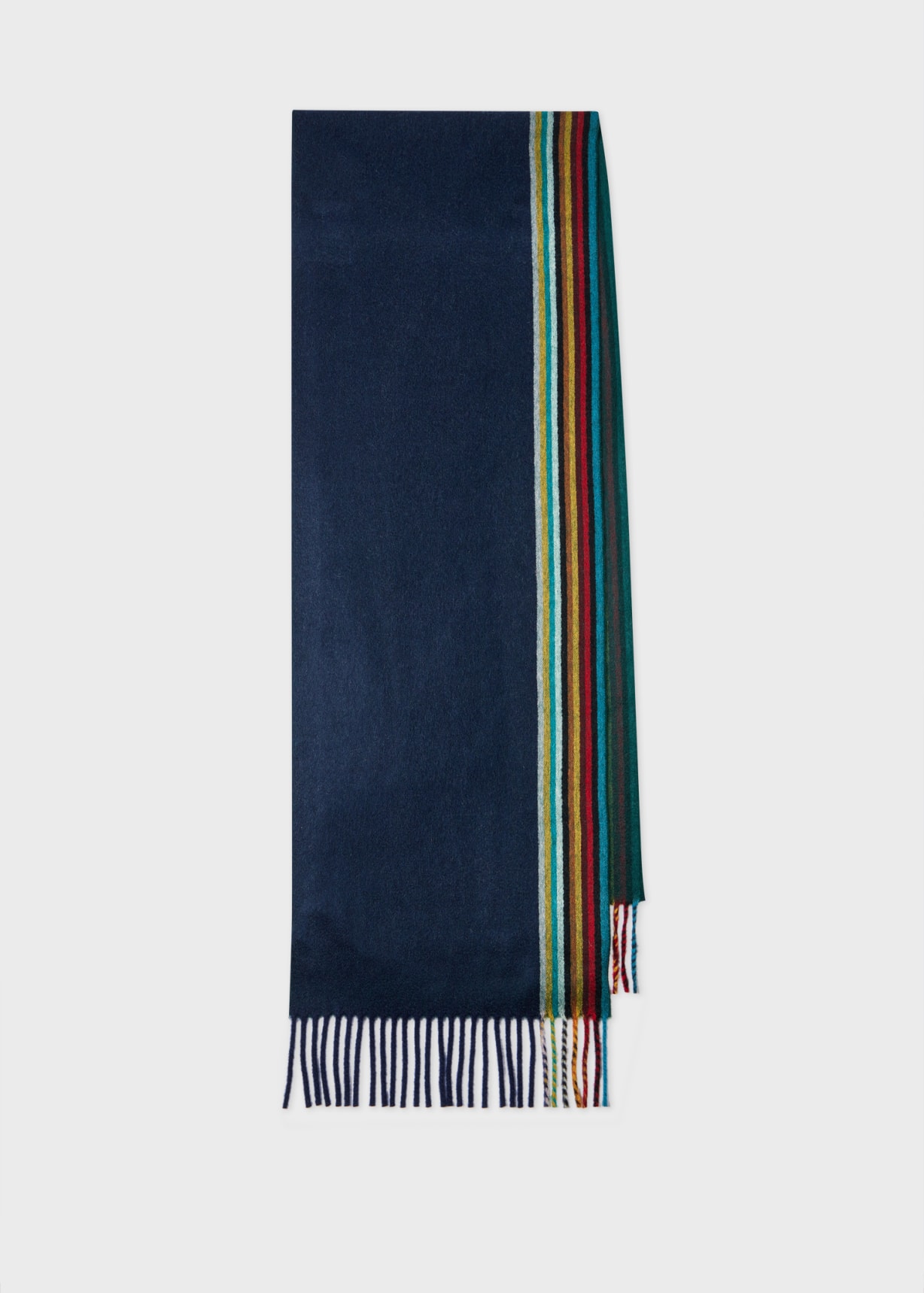 Men's Navy Cashmere 'Signature Stripe' Edge Scarf