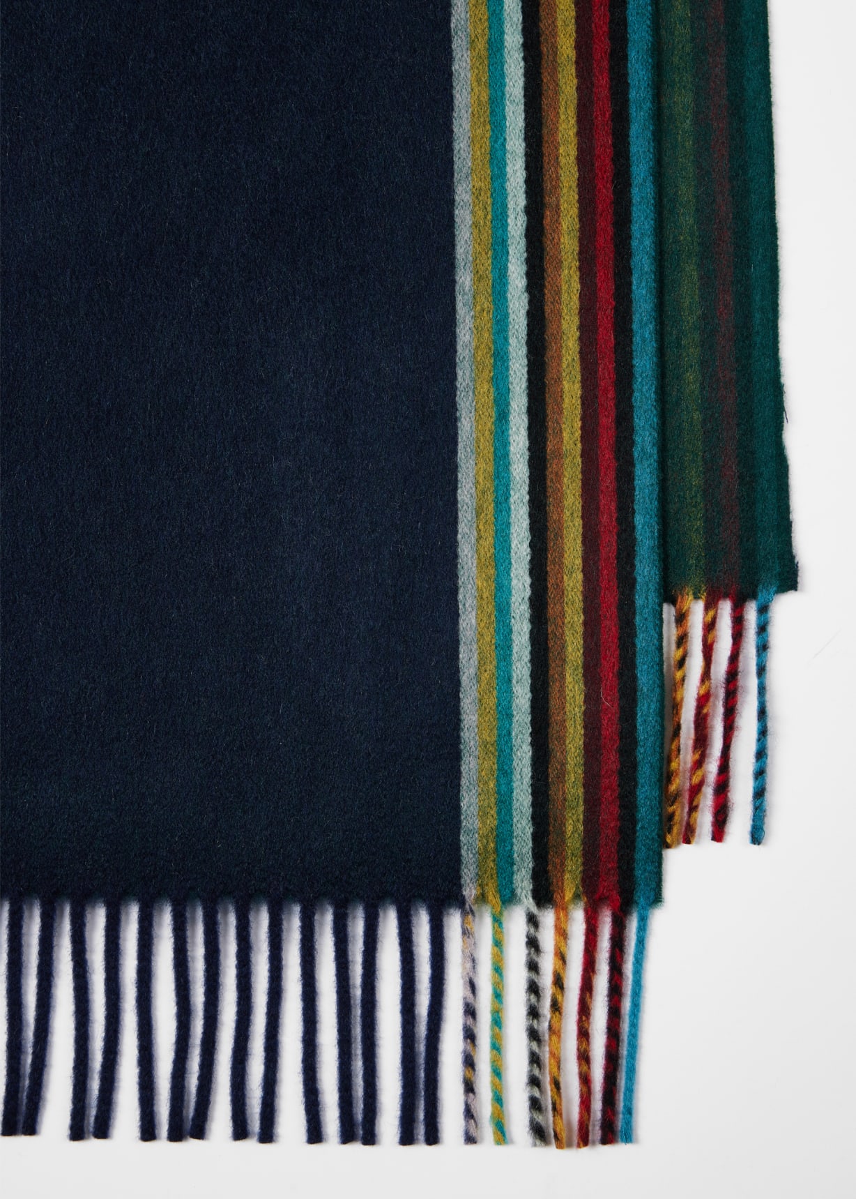 Men's Navy Cashmere 'Signature Stripe' Edge Scarf