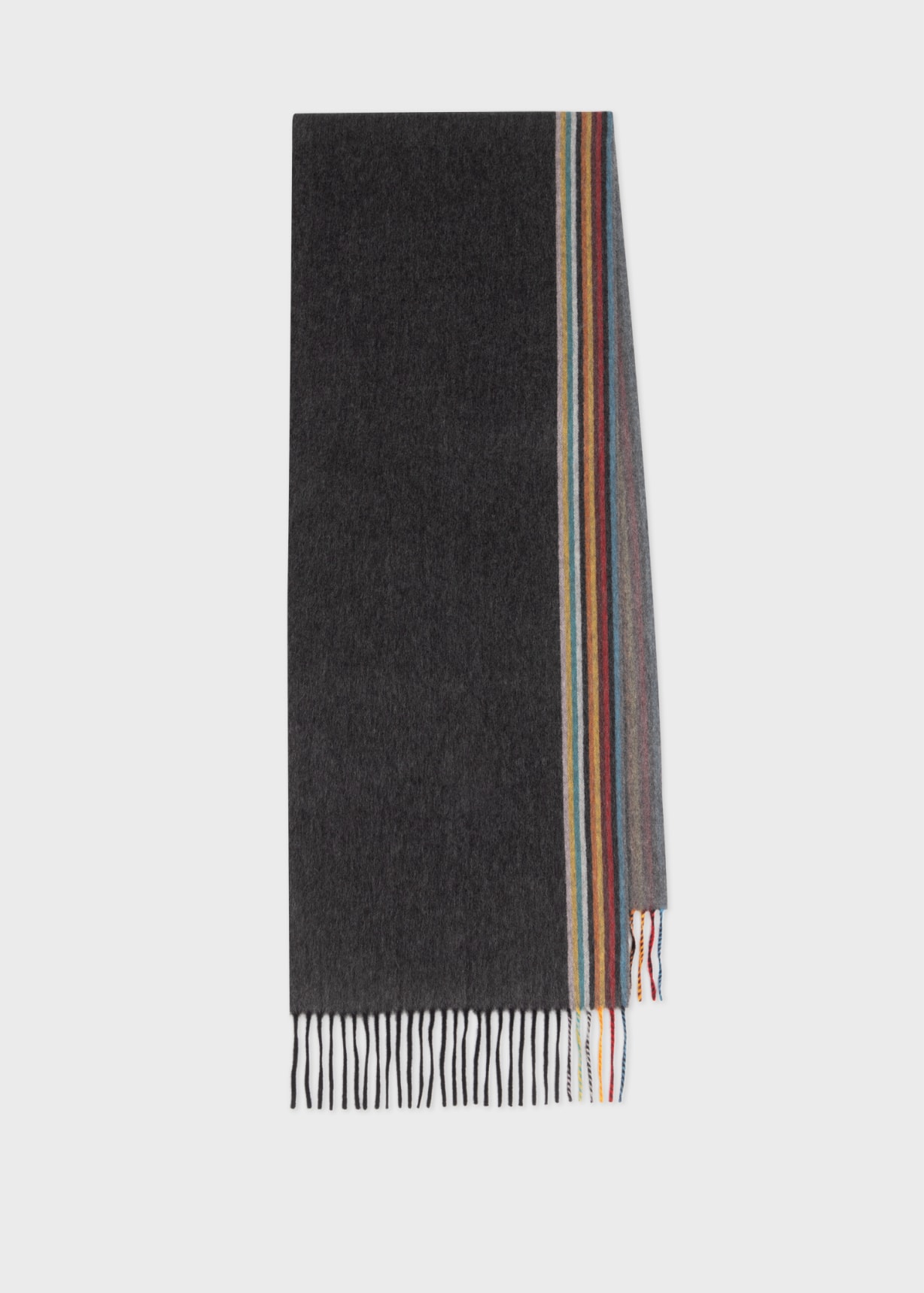 Men's Black Cashmere 'Signature Stripe' Edge Scarf