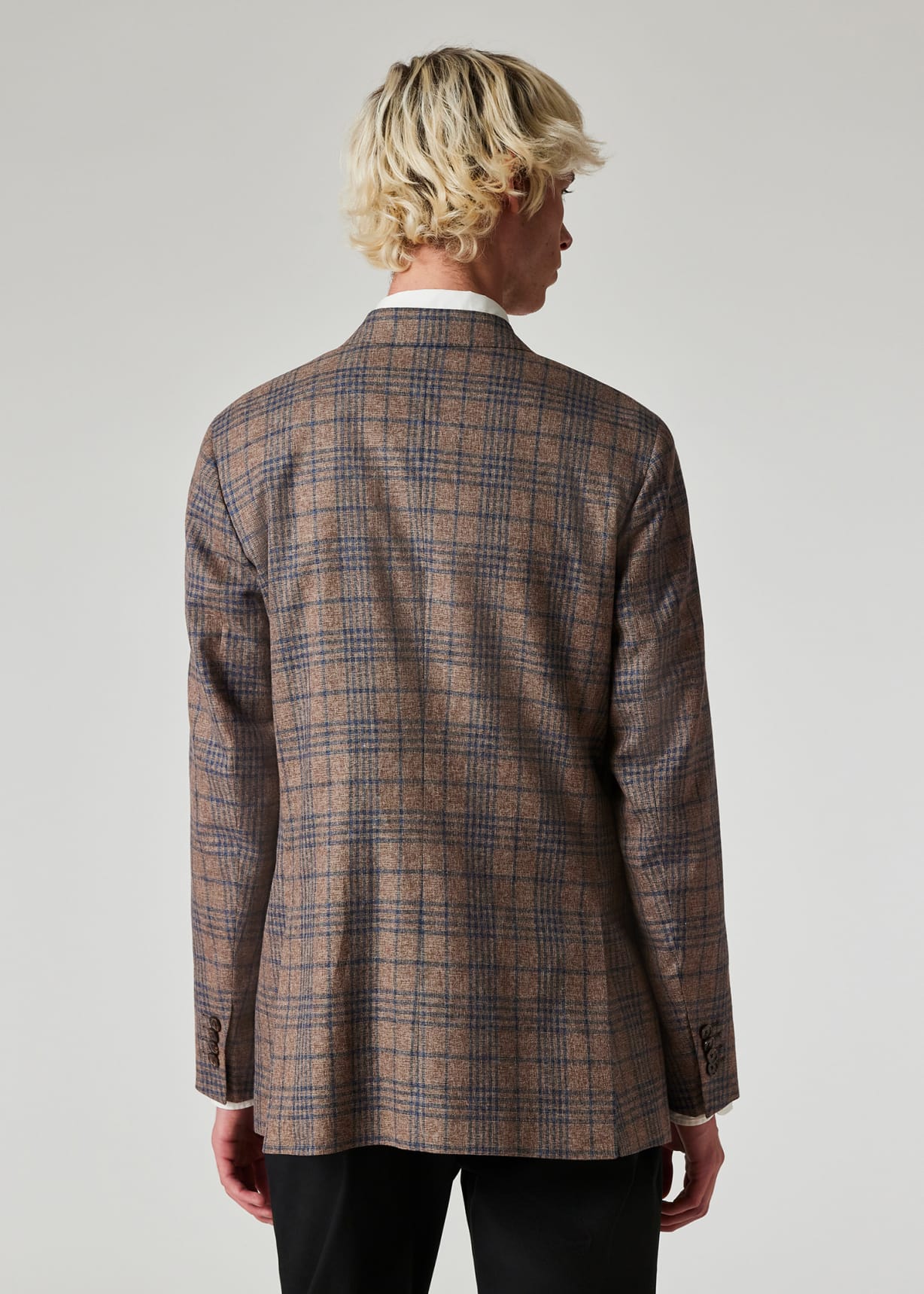 The Bloomsbury - Easy-Fit Brown Cotton-Linen Check Blazer
